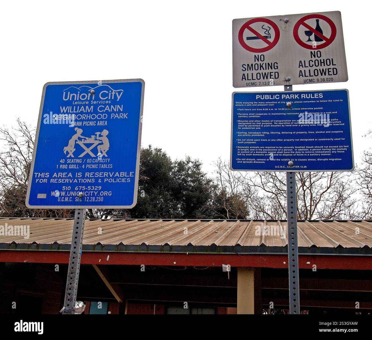 rules signs at William Cann park in Union City, California Stock Photo ... rules signs at William Cann park in Union City, California Stock Photo ...