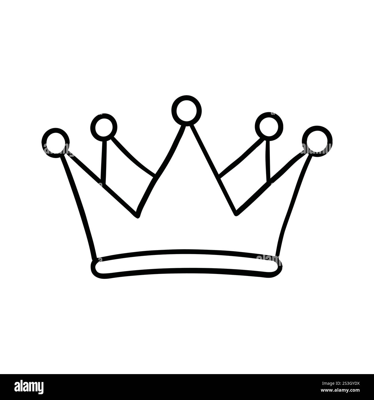 Hand Drawn Crown w Jewels Icon, Royal Symbol for Queen or King Stock ...