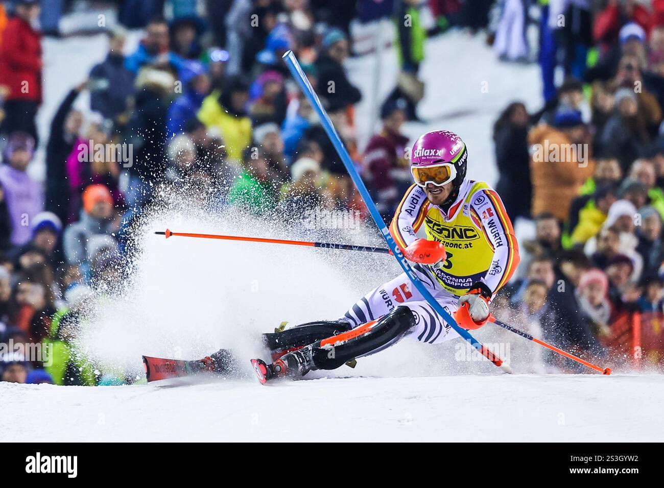Linus Strasser of Germany competes during Audi FIS Alpine Ski World Cup ...