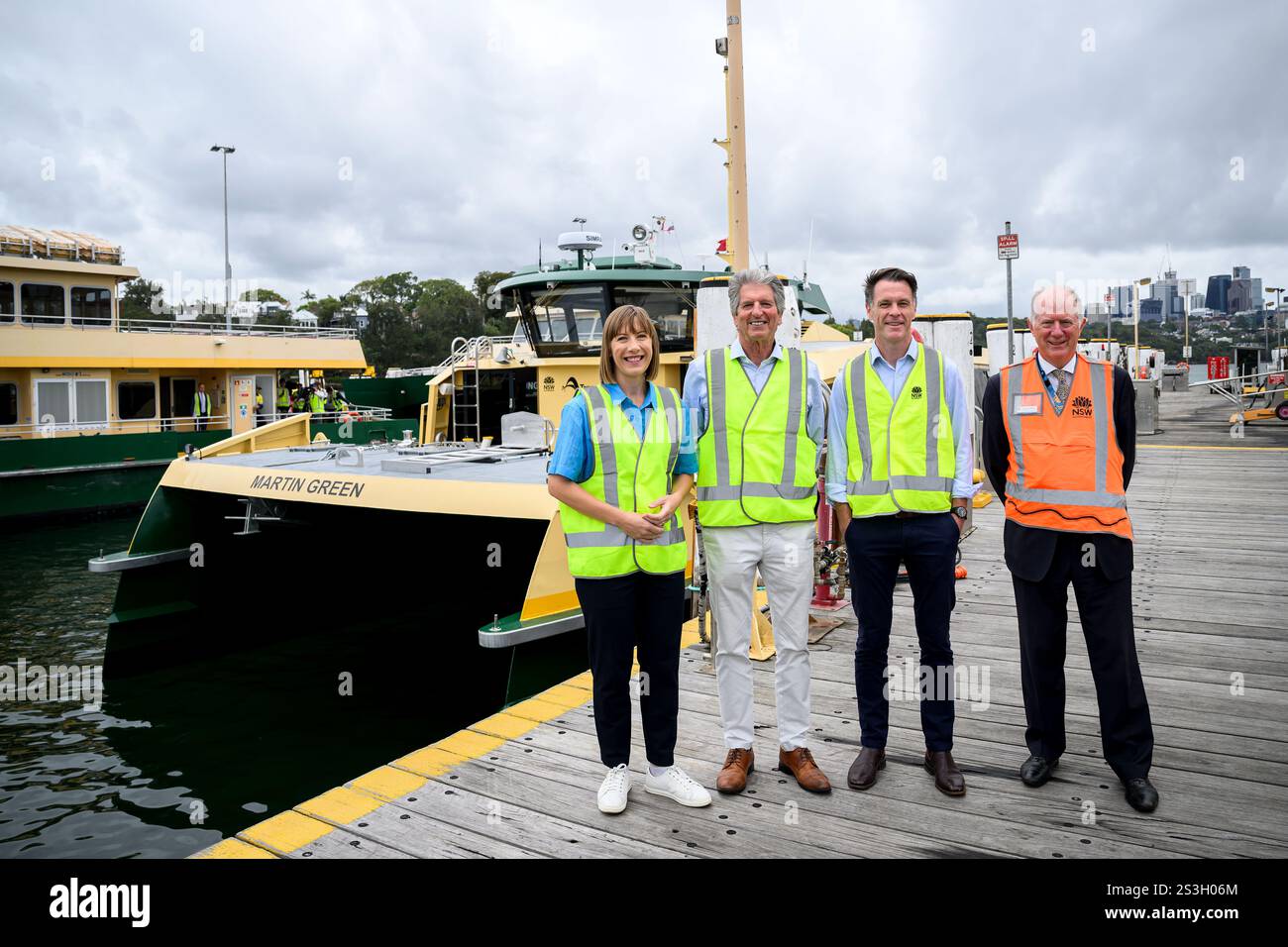 (L-R) NSW Transport Minister Jo Haylen, Martin Green, NSW Premier Chris ...
