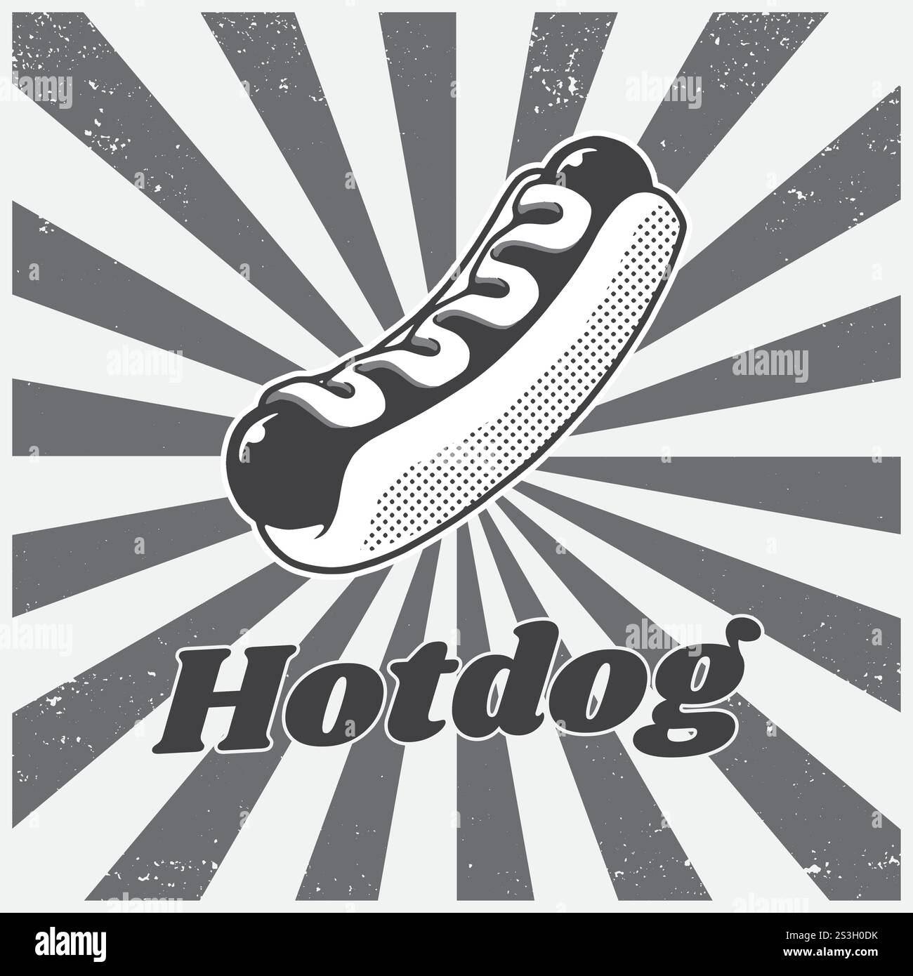 Vintage hotdog graphic for street food advertisement design. Retro ...