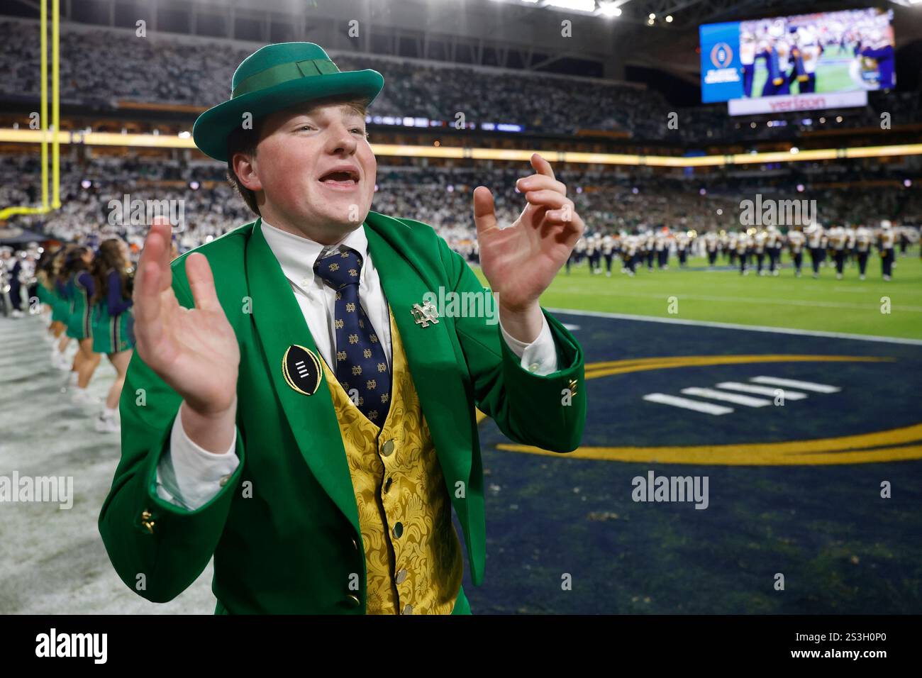 MIAMI GARDENS, FL - JANUARY 09: Notre Dame Fighting Irish mascot is ...