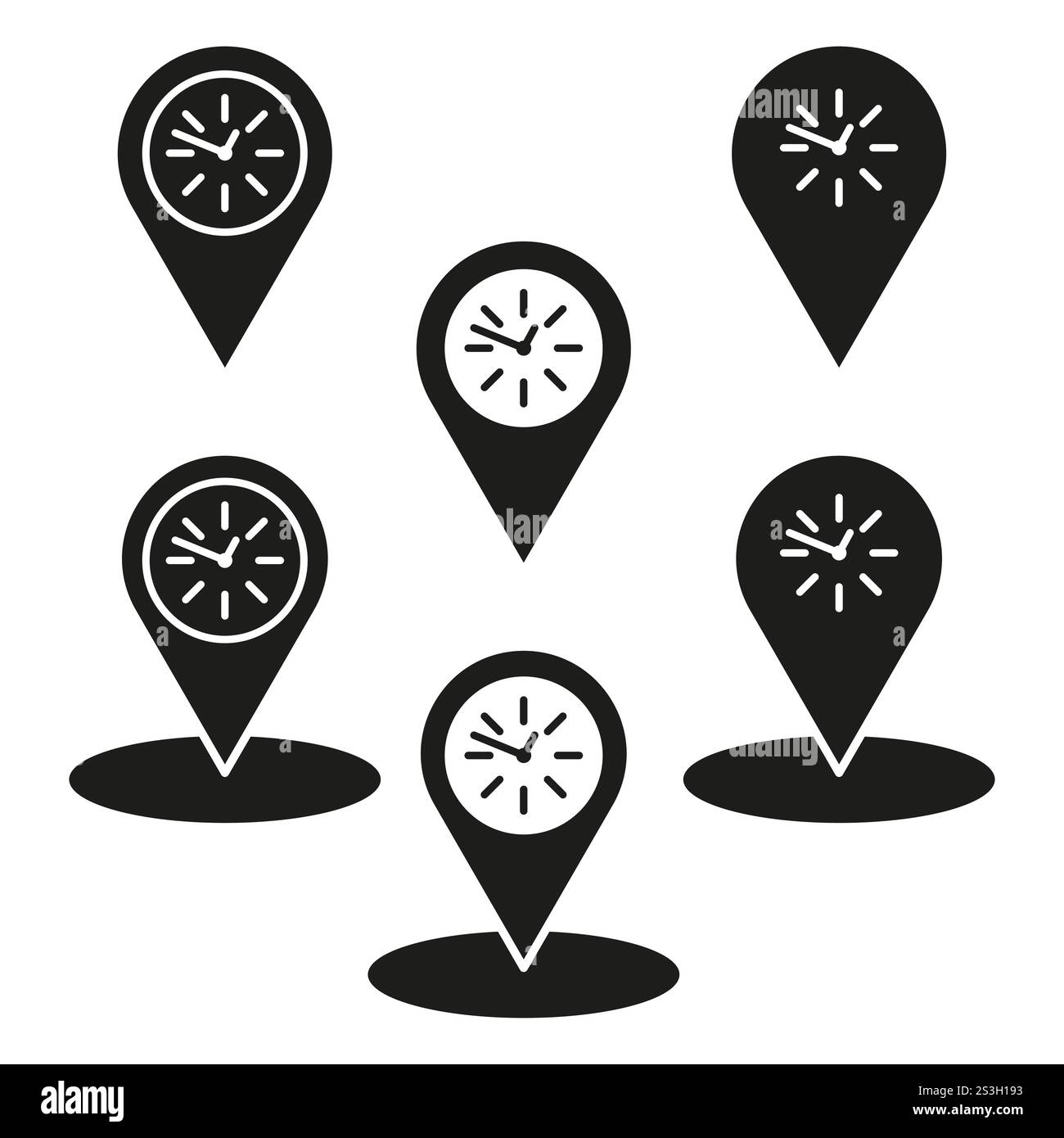 Clock Location Icon Time Pin Symbol Map Marker Clock Black Simple