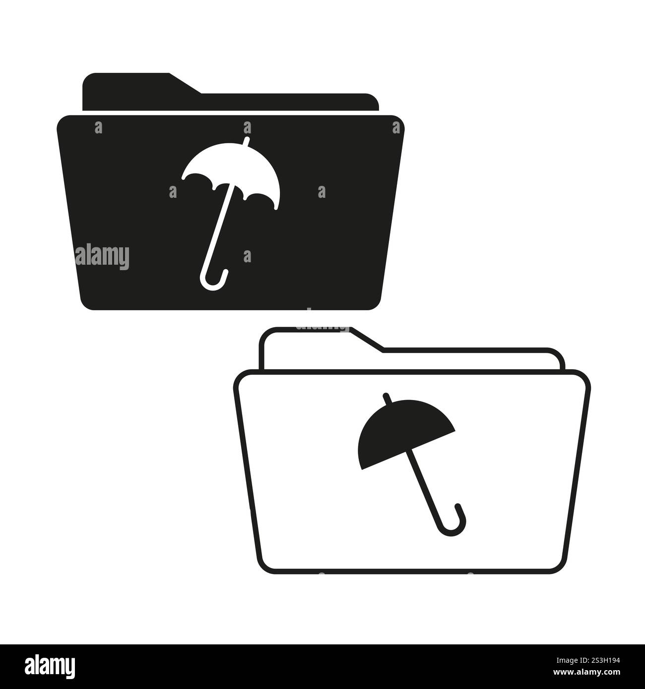 Folder icon. Umbrella symbol. Data protection graphic. Vector ...