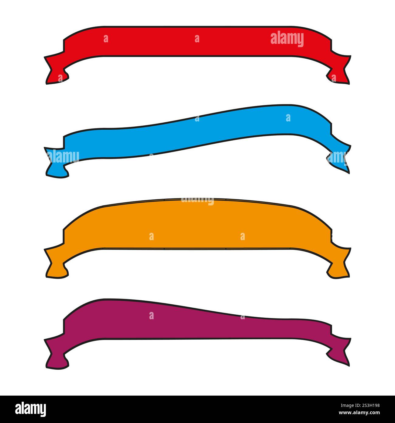 Colorful ribbon set. Red, blue, yellow, purple. Decorative banner ...