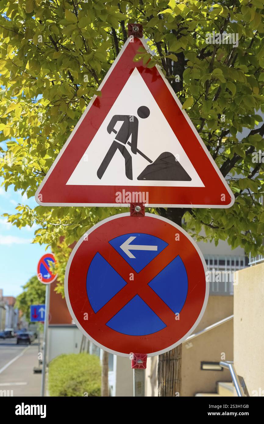 Traffic sign 123, construction work, construction site, traffic sign ...