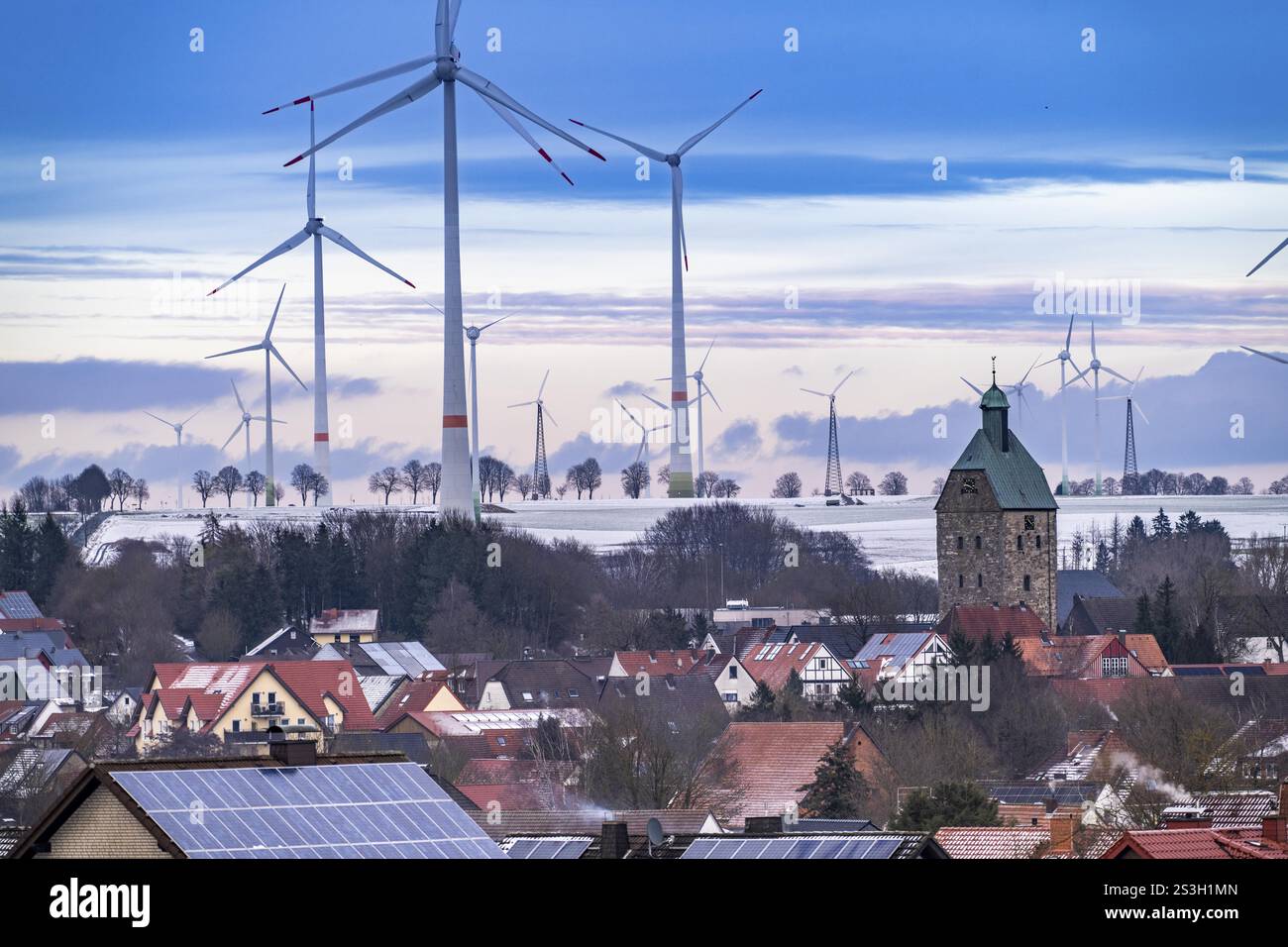 The town of Lichtenau, self-proclaimed energy town, wind farm, over 190 ...