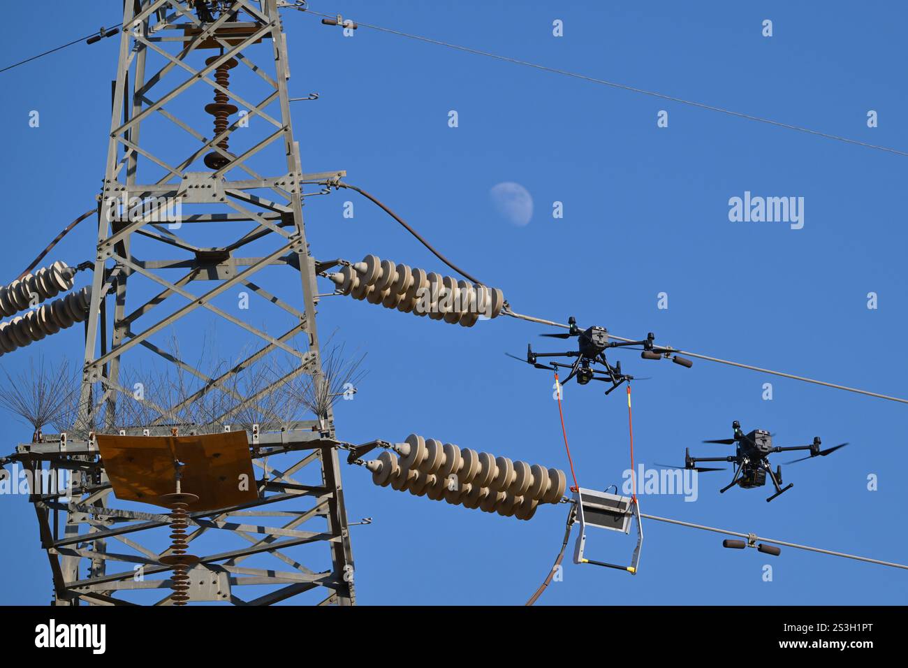 YINCHUAN, CHINA - JANUARY 9, 2025 - State Grid workers at the 110 kV ...