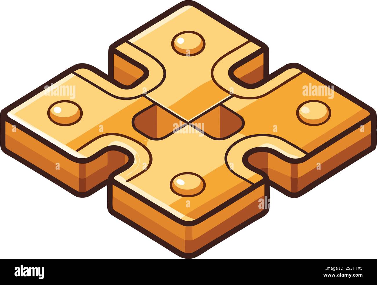 Modern flat artwork of laser cut wooden puzzle featuring geometric ...