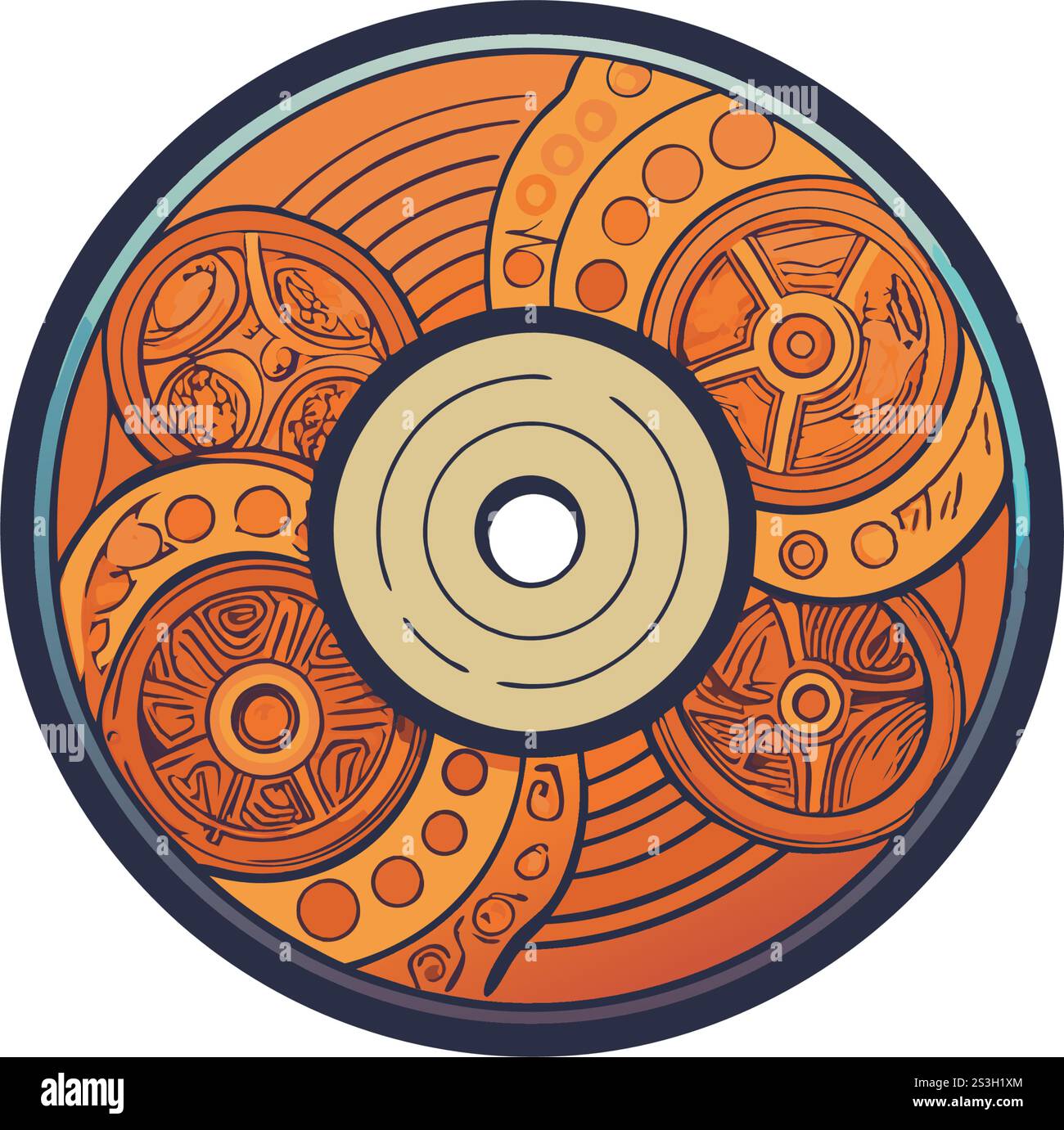 Laser cut vinyl record illustration with ornate detailing and ...