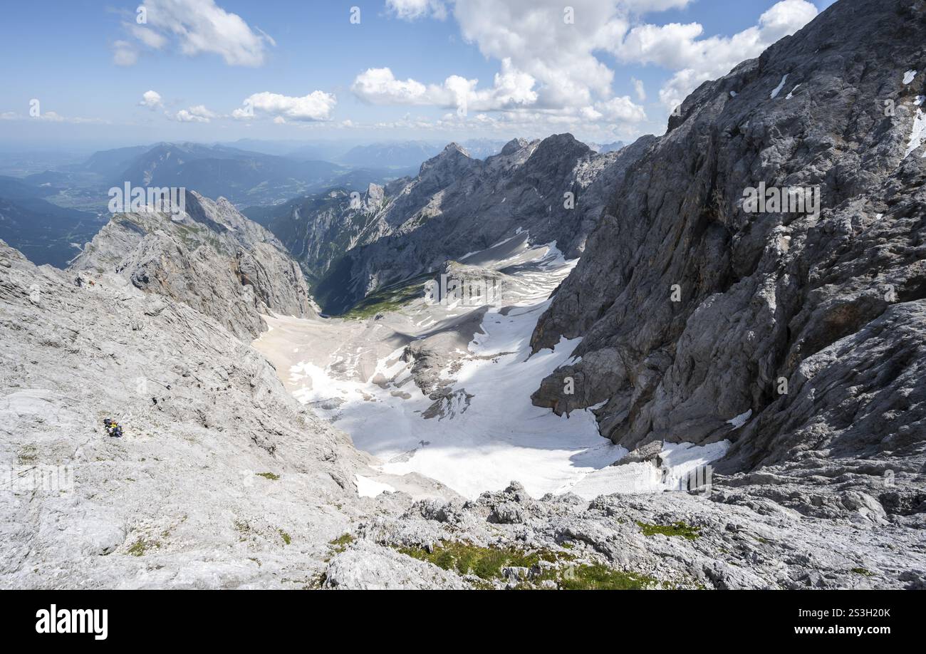 View of mountain basin with snow field of the Hoellentalferner and ...