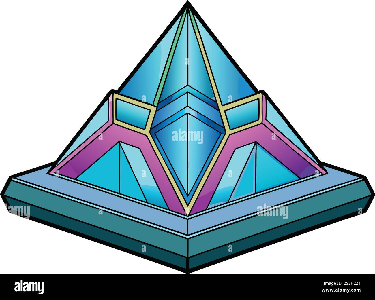 Futuristic geometric sculpture in vibrant colors featuring laser cut ... Futuristic geometric sculpture in vibrant colors featuring laser cut ...