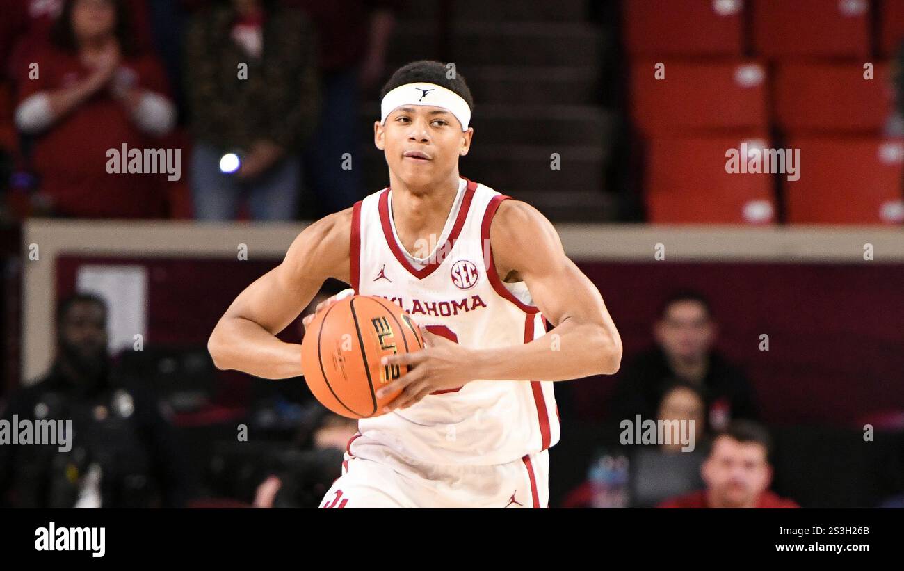 Oklahoma guard Jeremiah Fears pushes down the court during the first ...