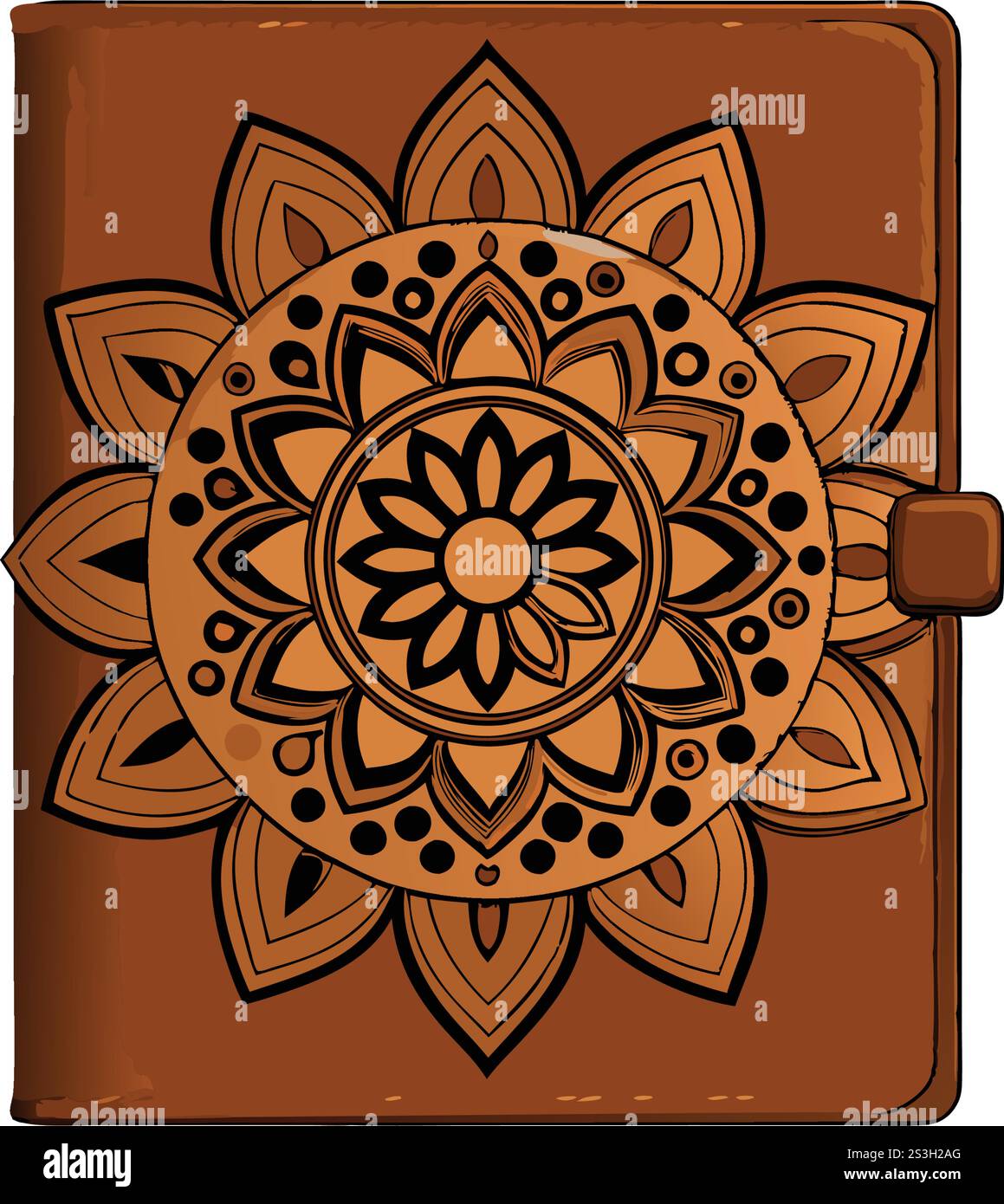 Elegant laser cut leather notebook featuring a detailed mandala pattern ...