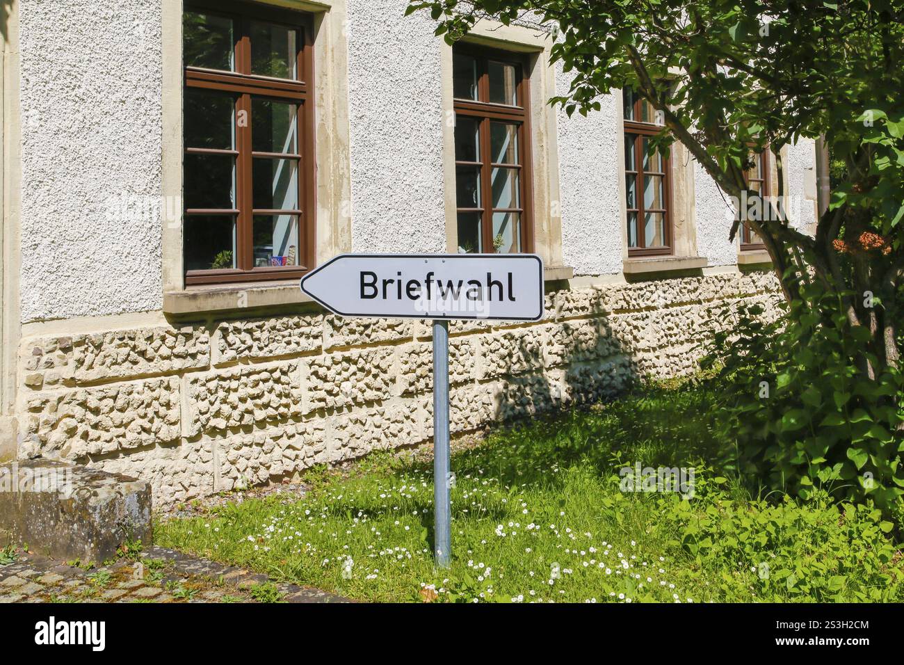 Postal voting sign, signpost for postal voting, writing, letters ...