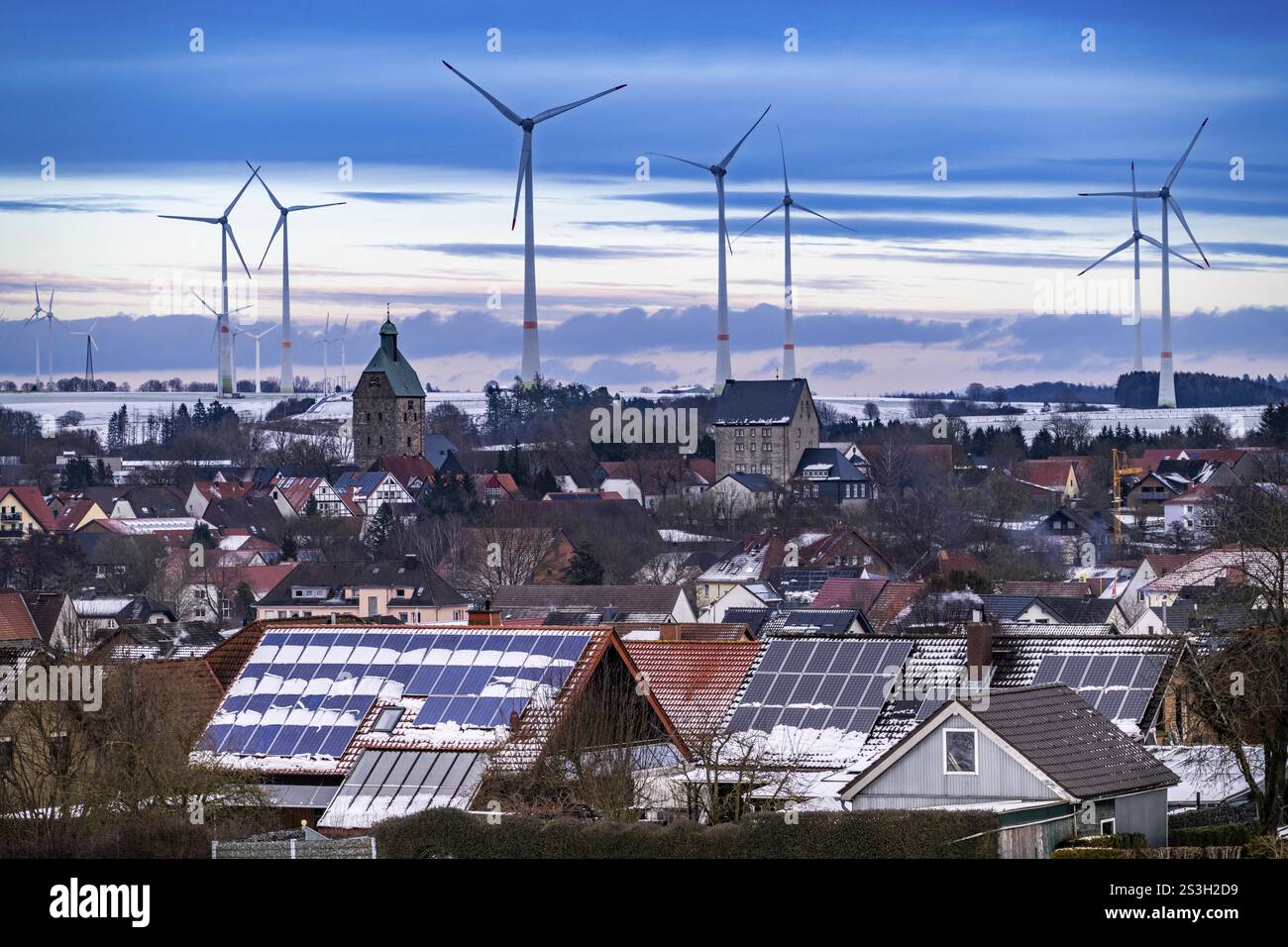 The town of Lichtenau, self-proclaimed energy town, wind farm, over 190 ...