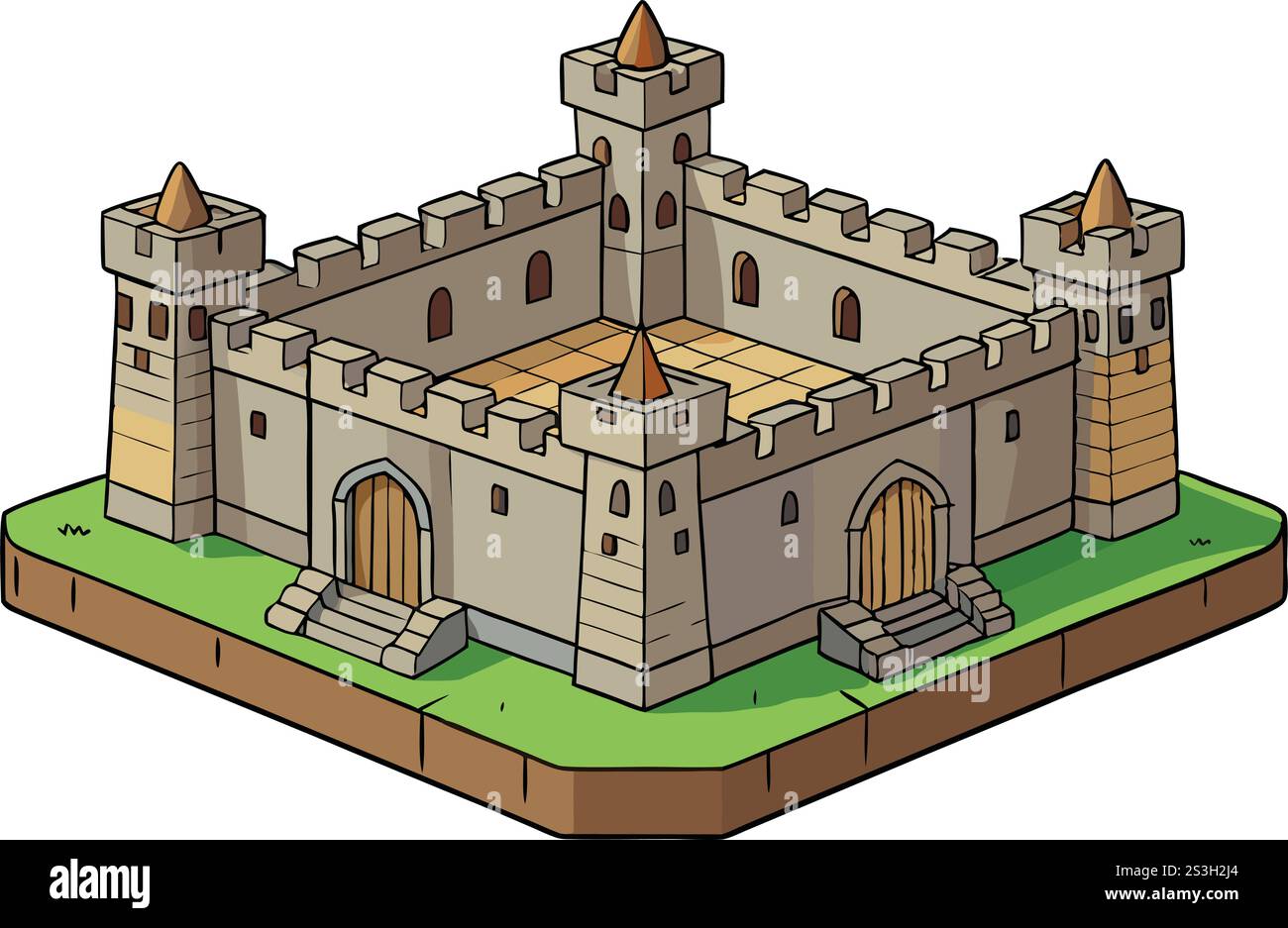 Miniature castle model crafted with laser cut precision, featuring ...
