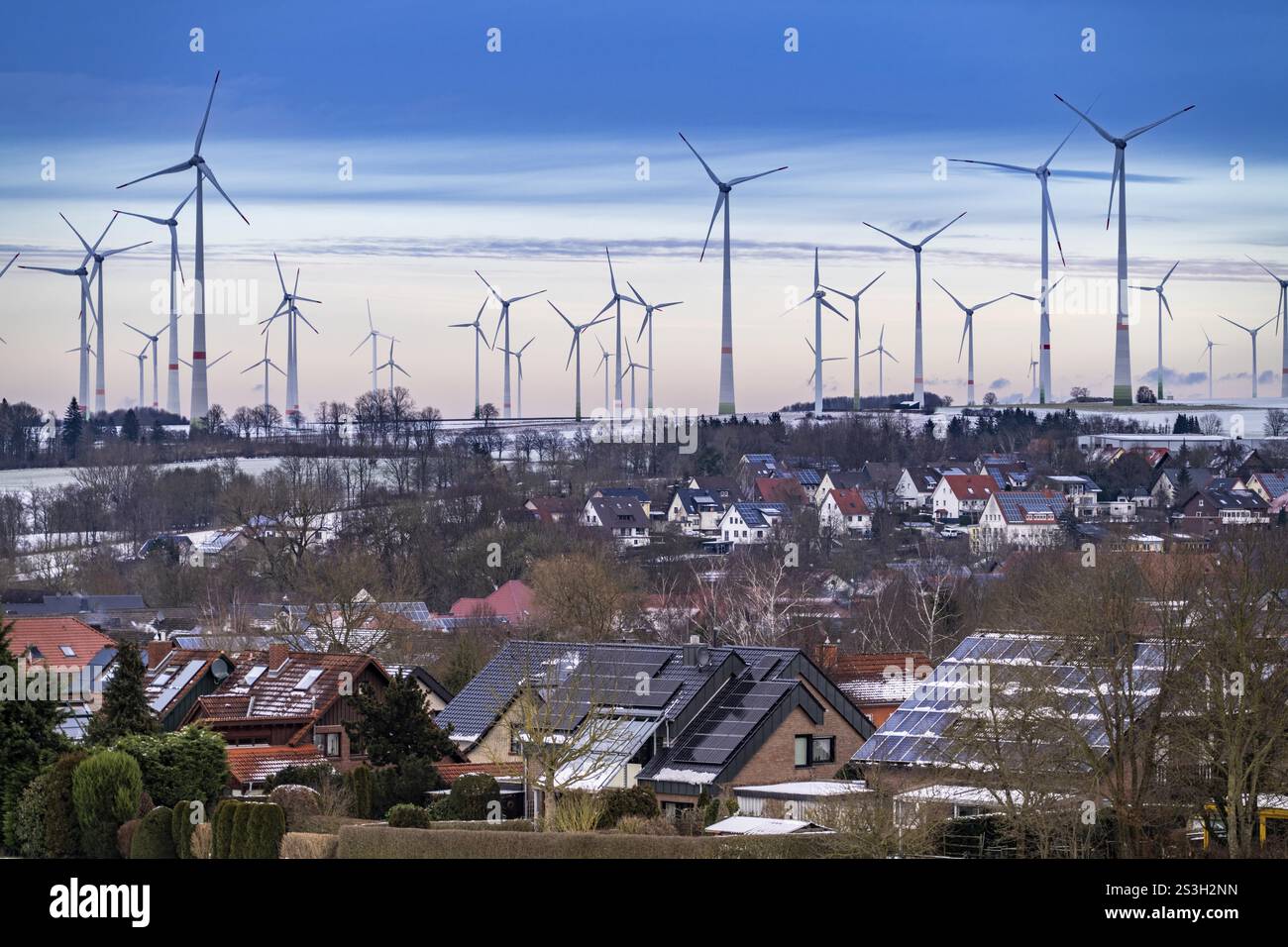 The town of Lichtenau, self-proclaimed energy town, wind farm, over 190 ...