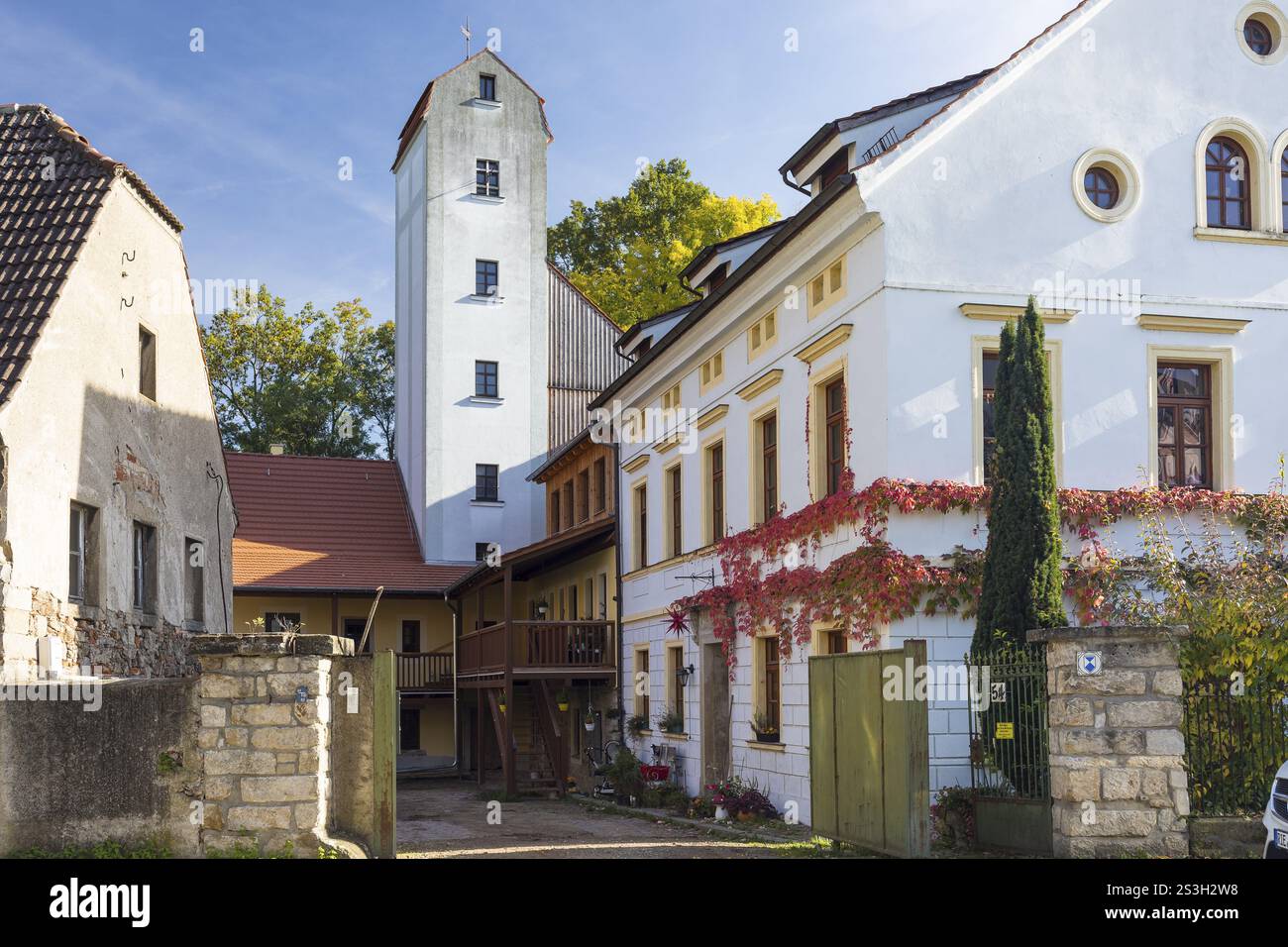 Historic Roehrborn Mill, mill yard with miller's house, mill building ...