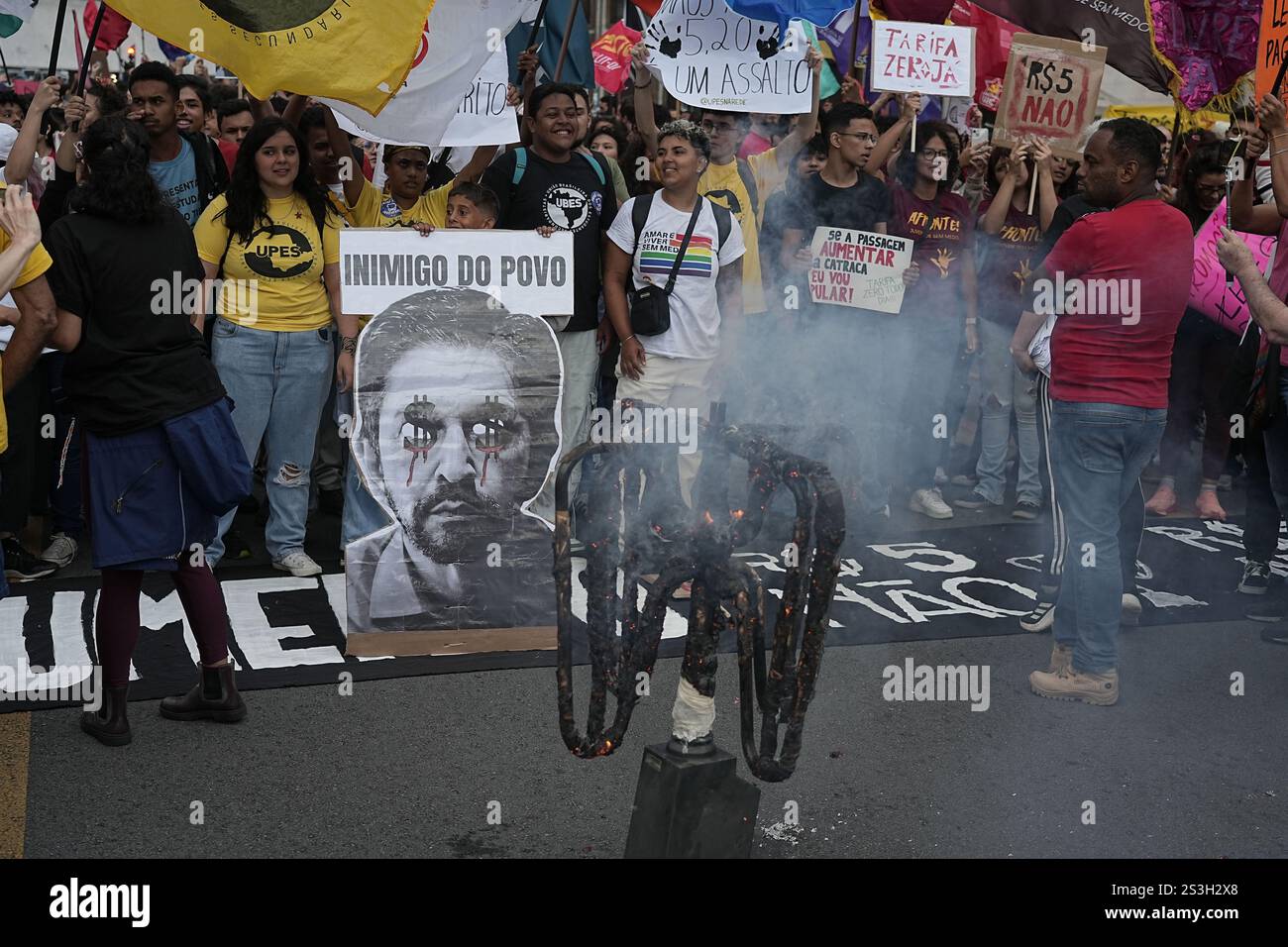 January 9, 2025: Poster with a photo of the mayor of Sao Paulo, Ricardo ...