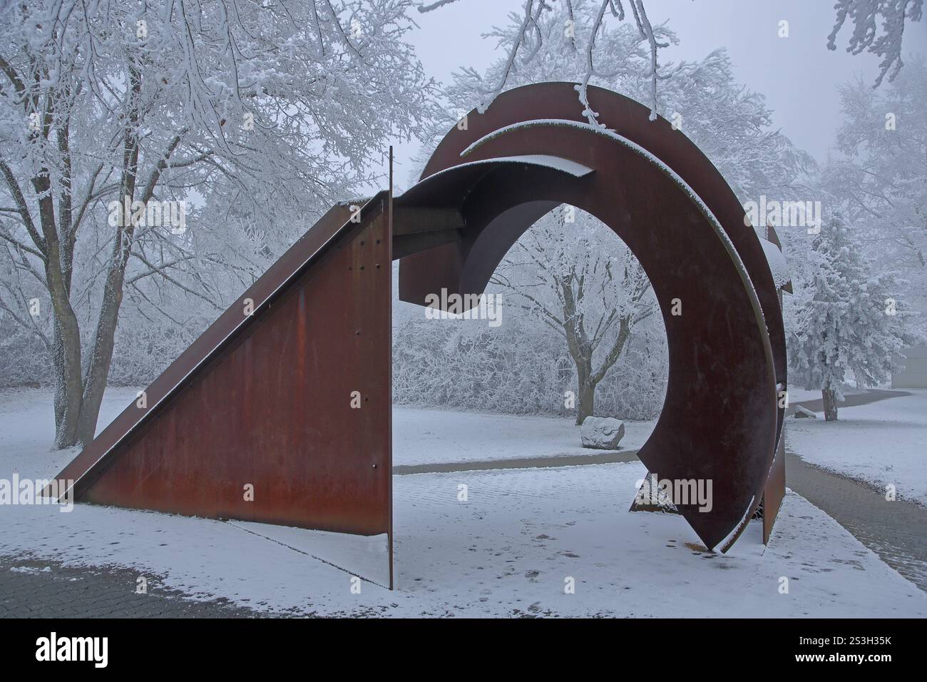 Sculpture Ulmer Tor by Bernhard Heiliger 1989, steel sculpture, Corten ...