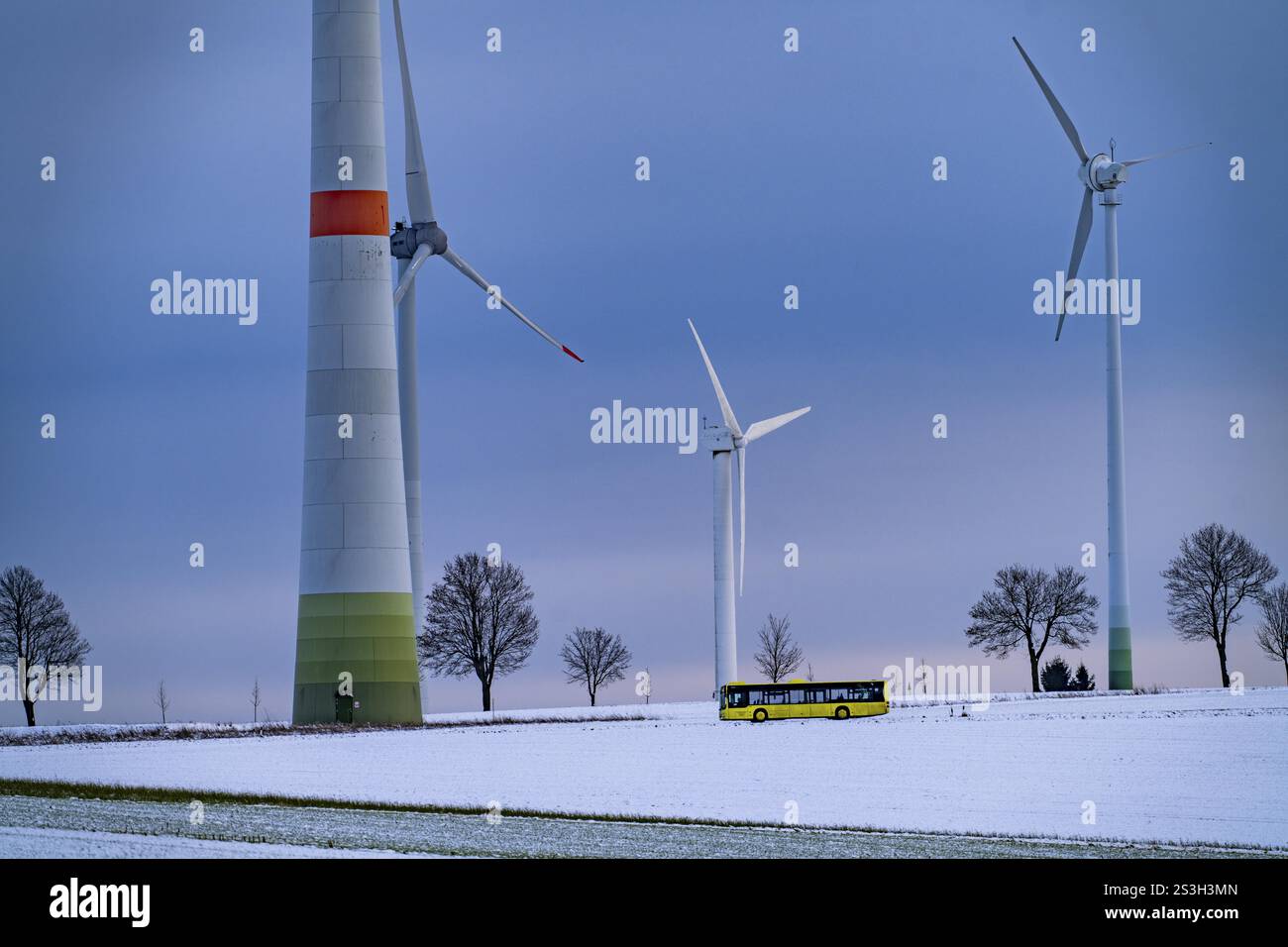 Country road, local train, wind farm, north of Lichtenau, self ...