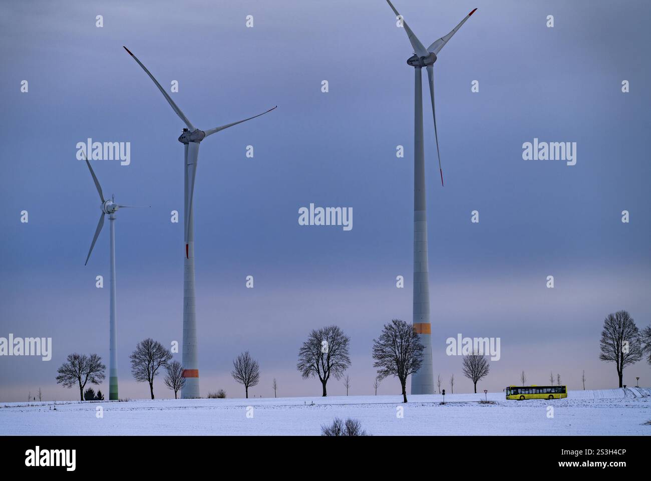 Country road, local train, wind farm, north of Lichtenau, self ...
