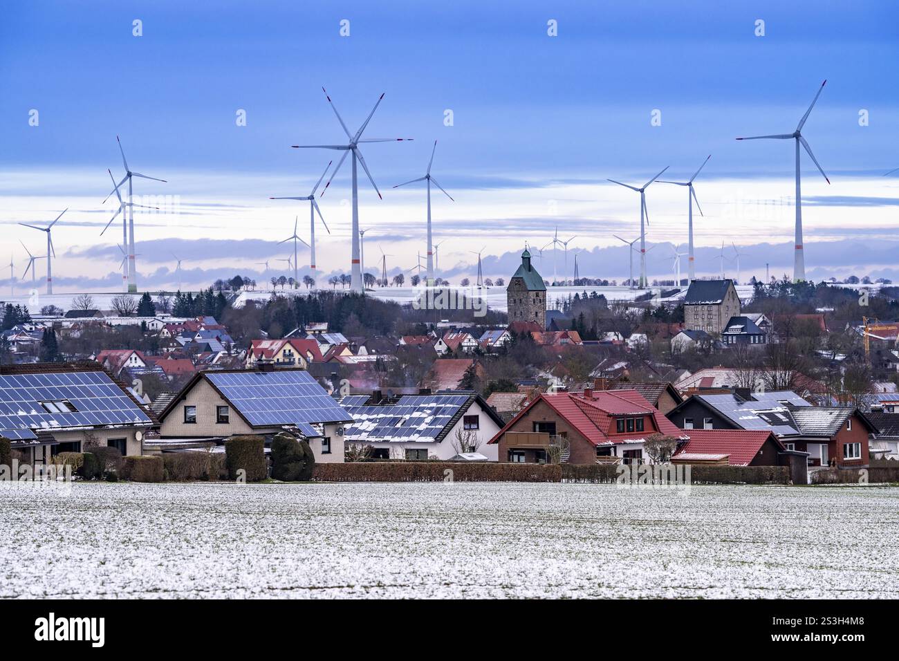 The town of Lichtenau, self-proclaimed energy town, wind farm, over 190 ...