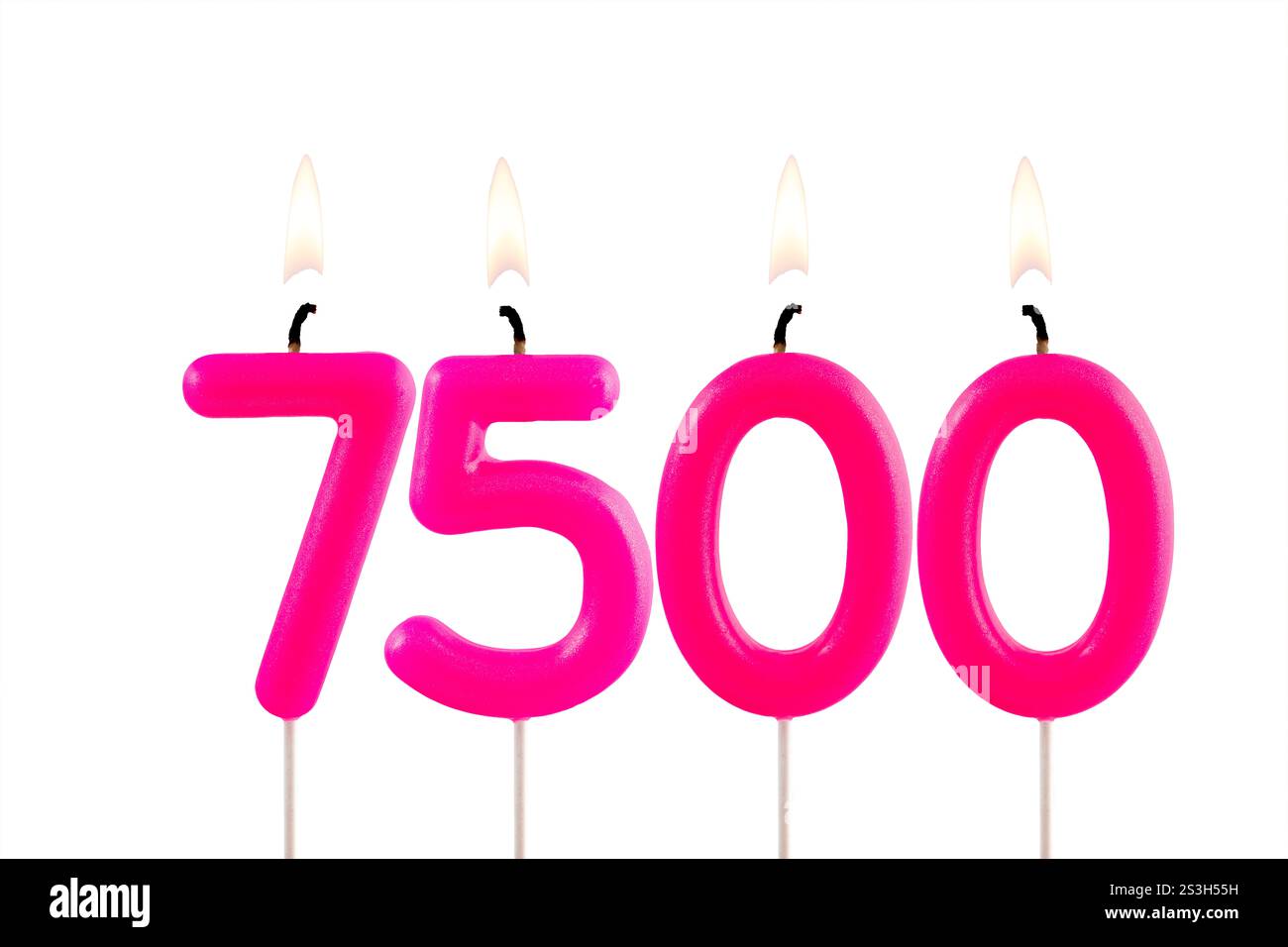 Candles forming the number 7500 - white background Stock Photo - Alamy