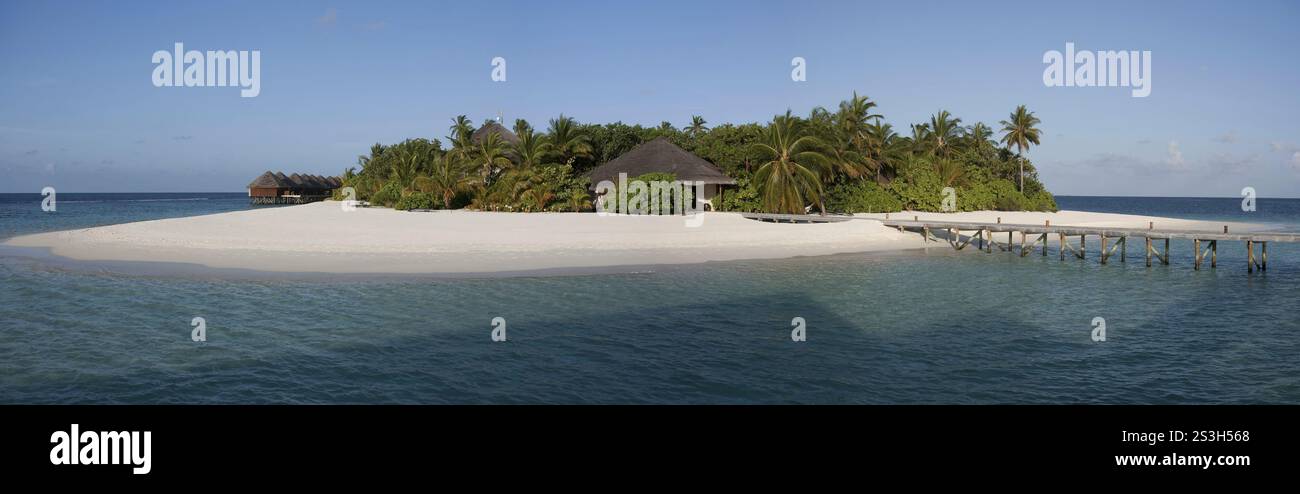 Panorama of a small tropical island, Ari Atoll, Mirihi, Maldives Mirihi ...