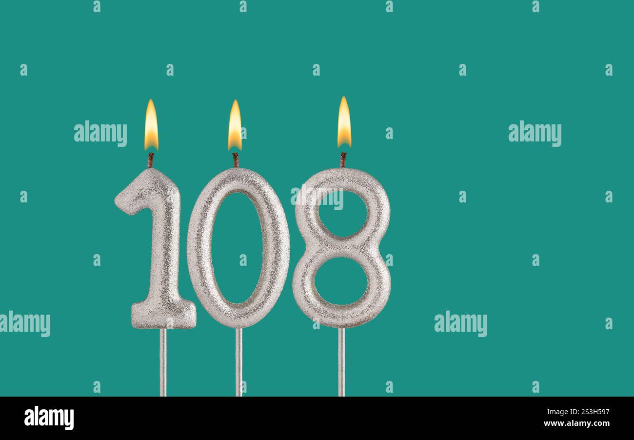Birthday card on a green background - Candle in the shape of the number ...