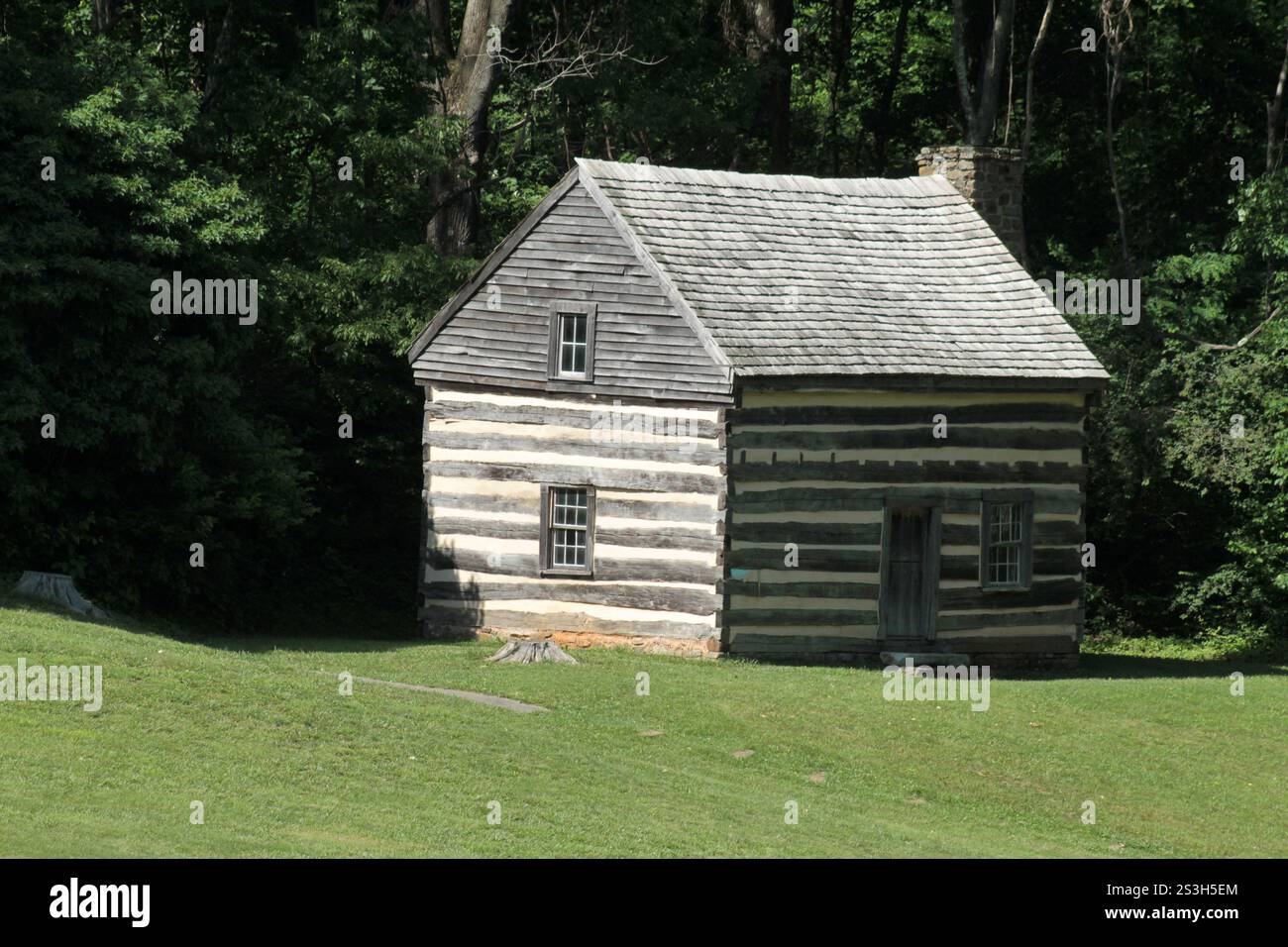 Bedford County, Virginia, USA. Old log cabin in the mountains, by ...