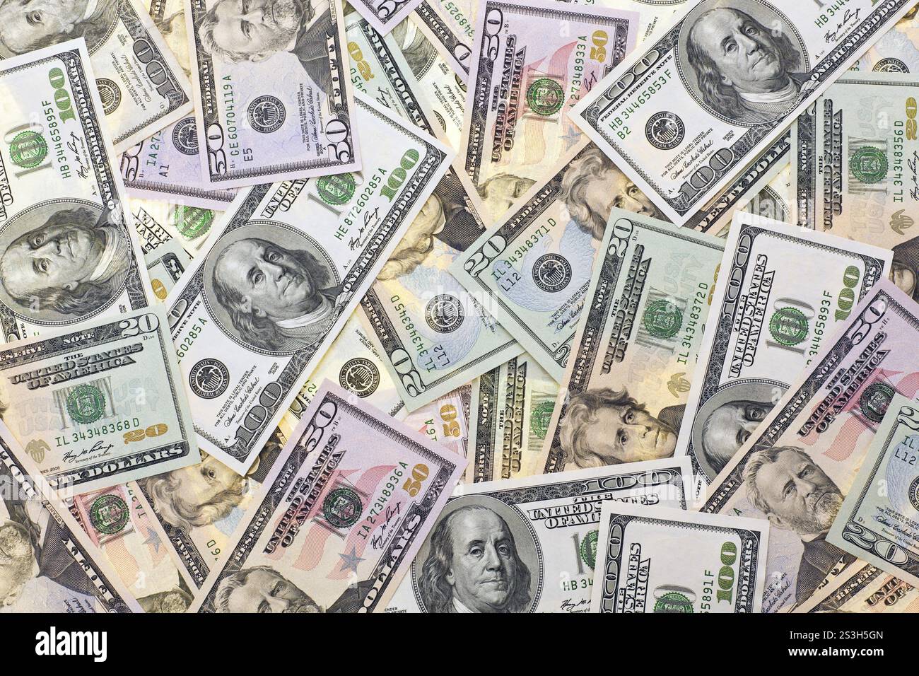 Banknotes from America. American dollar banknotes for background Stock ...