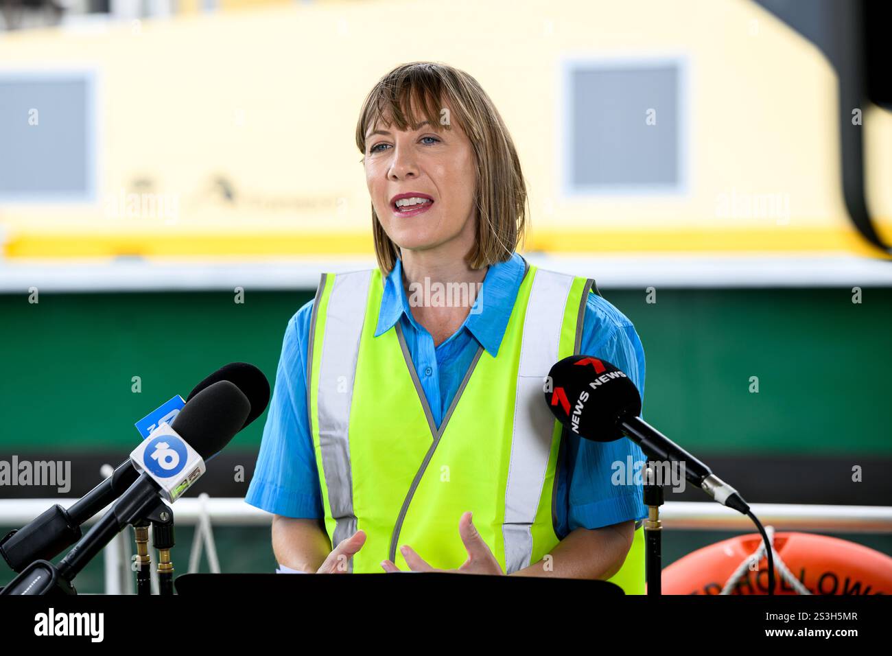 NSW Transport Minister Jo Haylen speaks to the media during a press ...