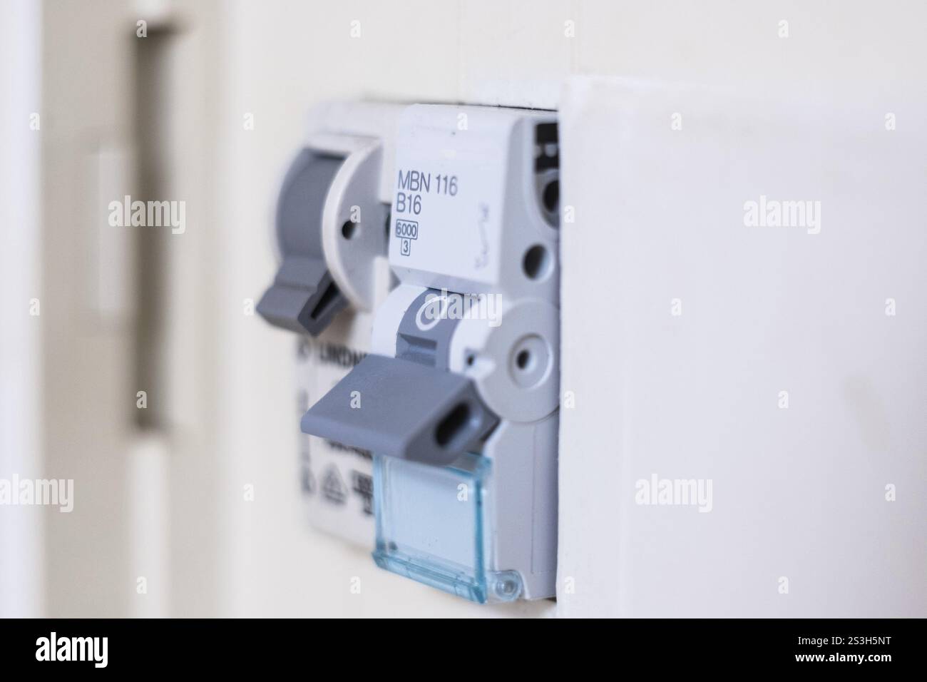 Circuit breakers, also known as miniature circuit breakers, installed ...