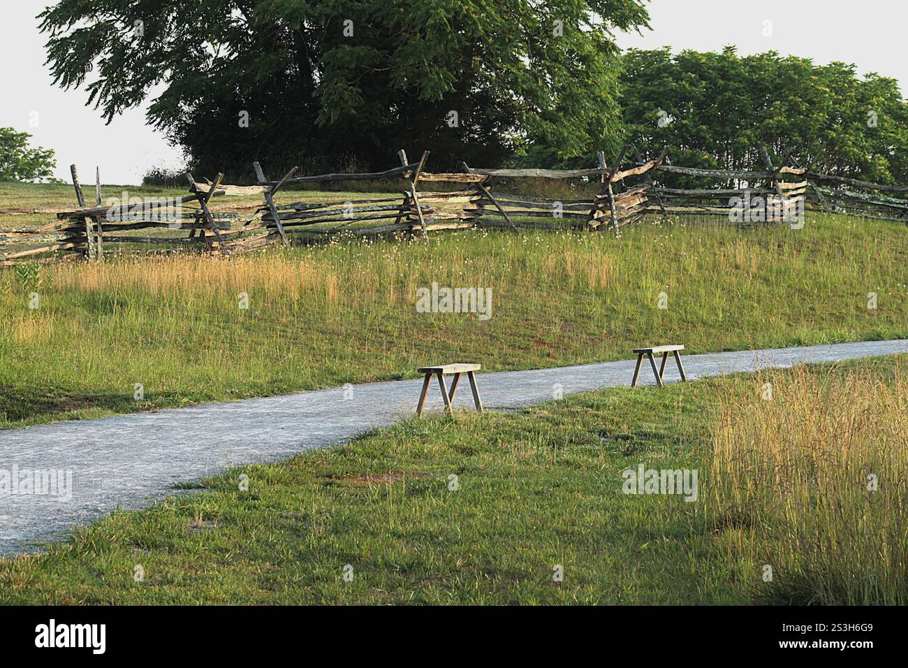 Forest, Virginia, USA. Trail through farmland at Thomas Jefferson's ...