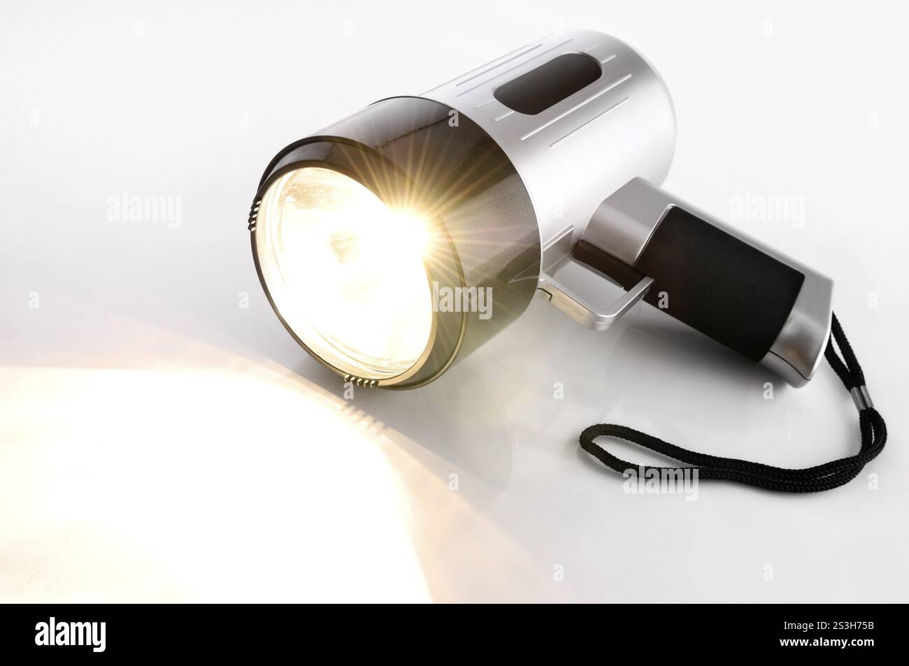 High power electric torch isolated on white background Stock Photo - Alamy