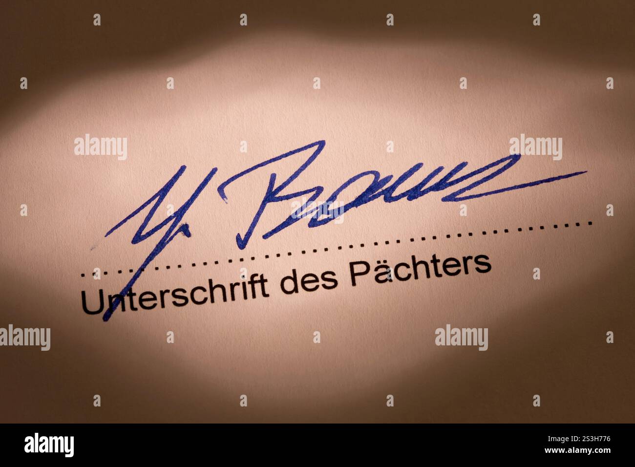 Handwritten signature of the tenant under a lease agreement Stock Photo ...