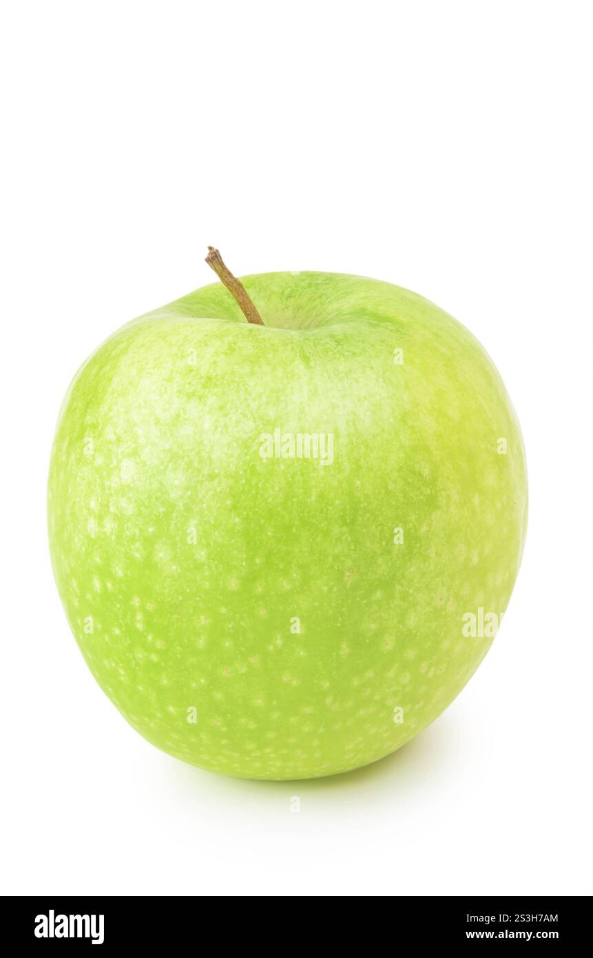 Single green apple on a white background Daugavpils, Latvia, Europe ...
