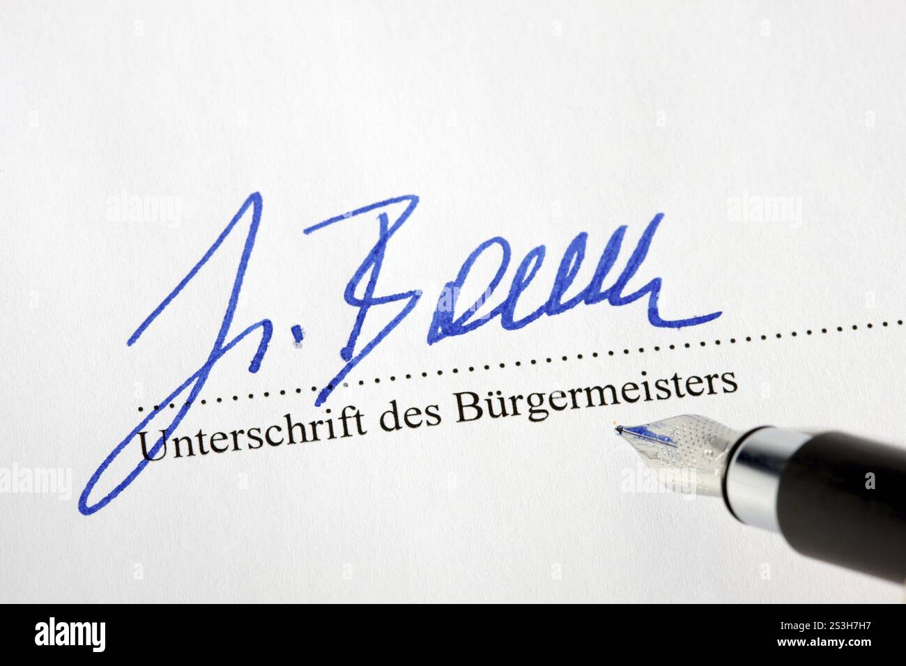Signature of a mayor under an official document Stock Photo - Alamy