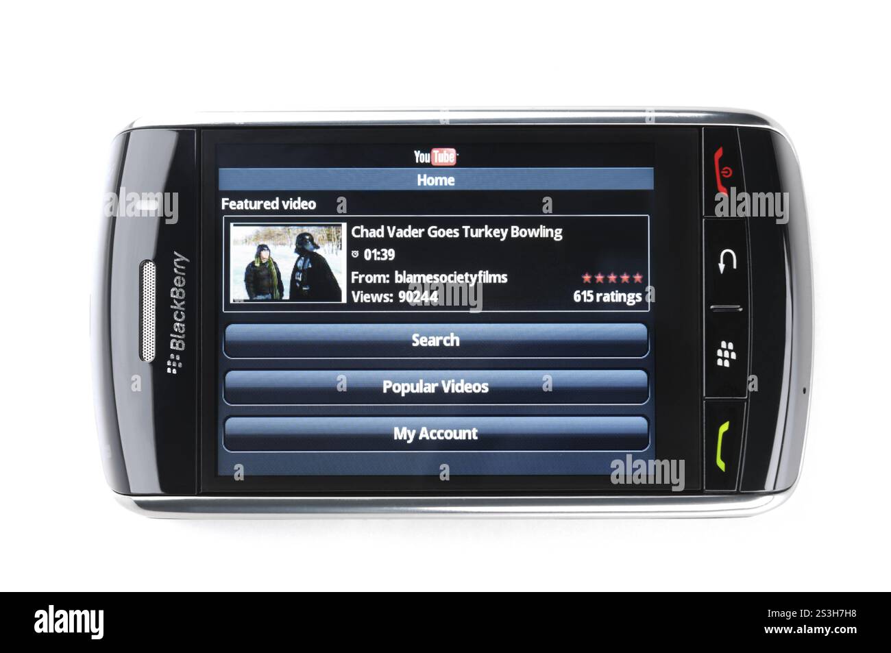BlackBerry Storm 9530 touch screen smartphone with YouTube video on a ...