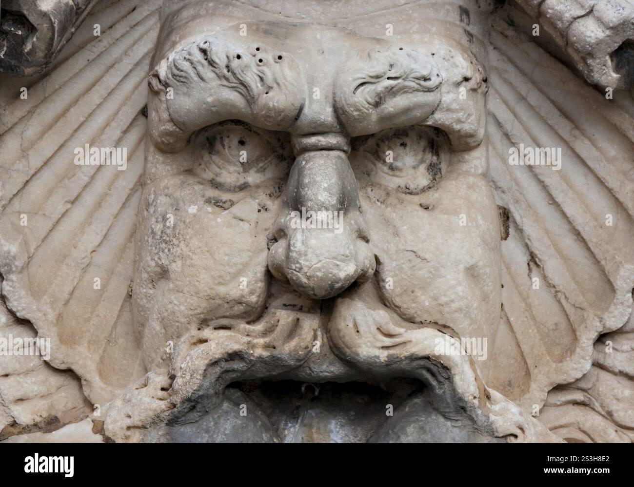 Ancient Roman fountain with the face of a god, Rome, Italy Rome, Italy ...