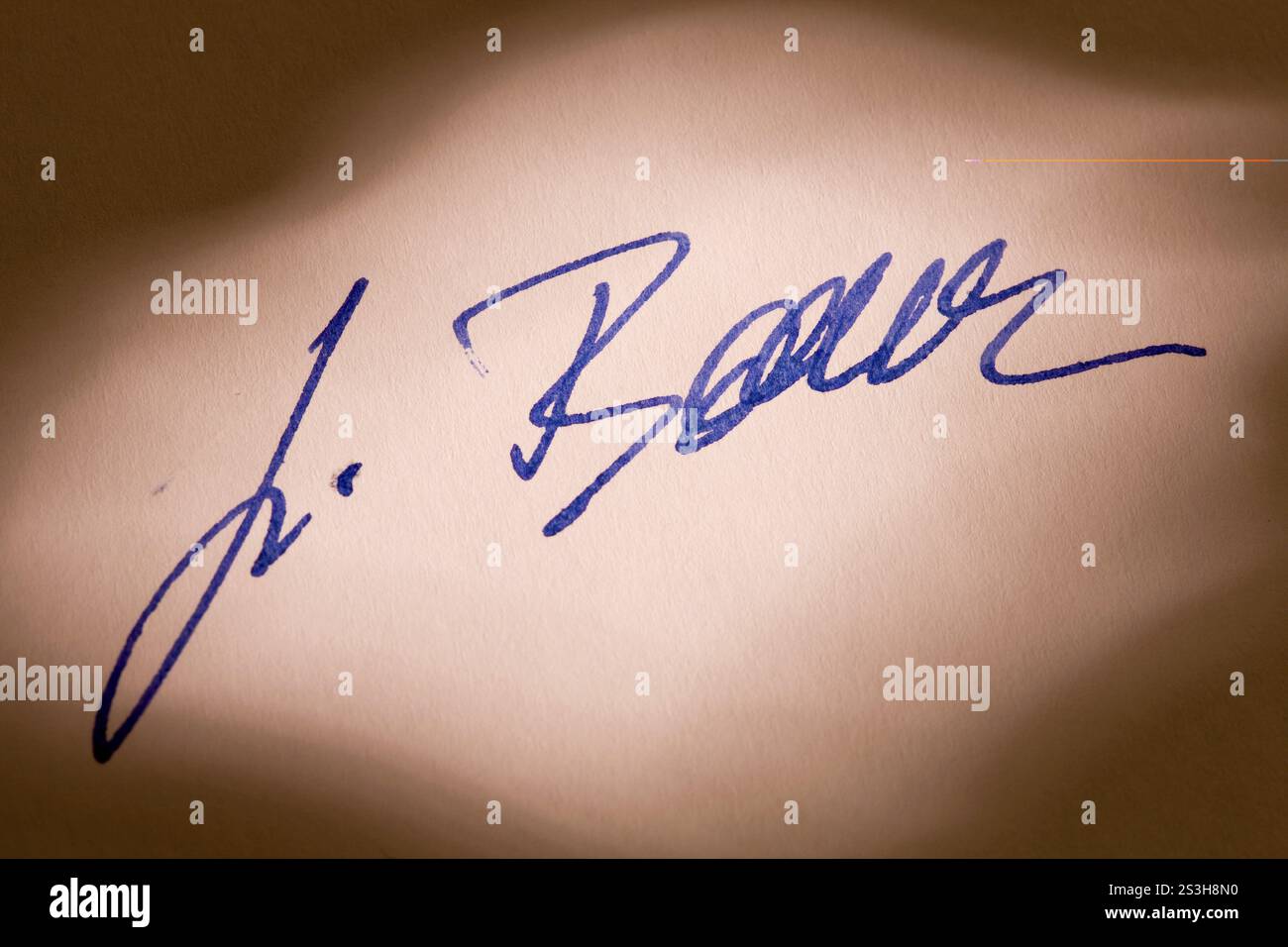 Handwritten signature with fountain pen under a letter Stock Photo - Alamy