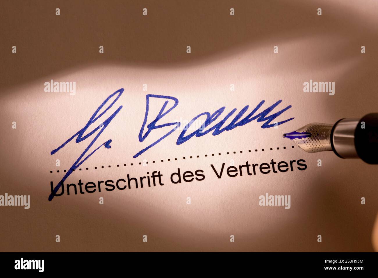 Signature of the representative under a sales contract document Stock ...