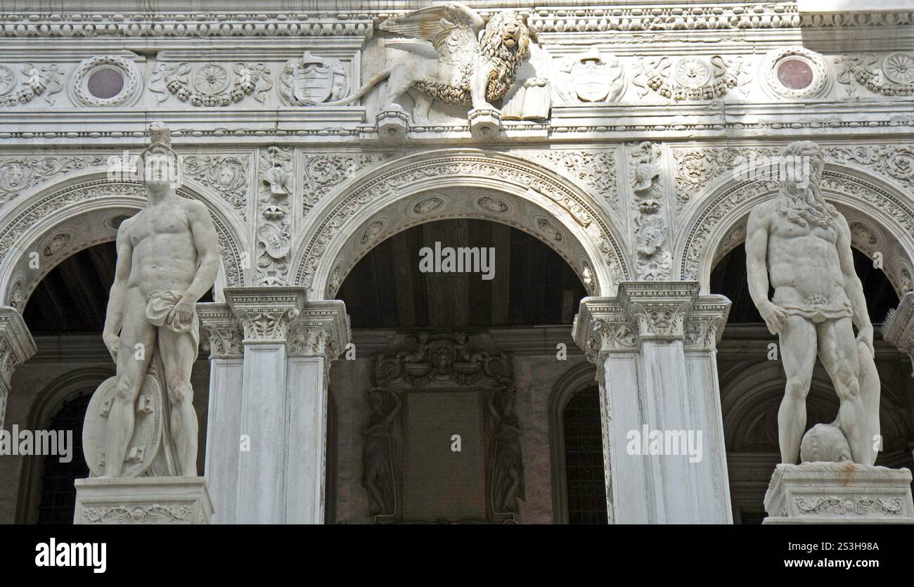 Marble sculptures Mercure and Neptune, Doge's Palace, Venice, Italy ...