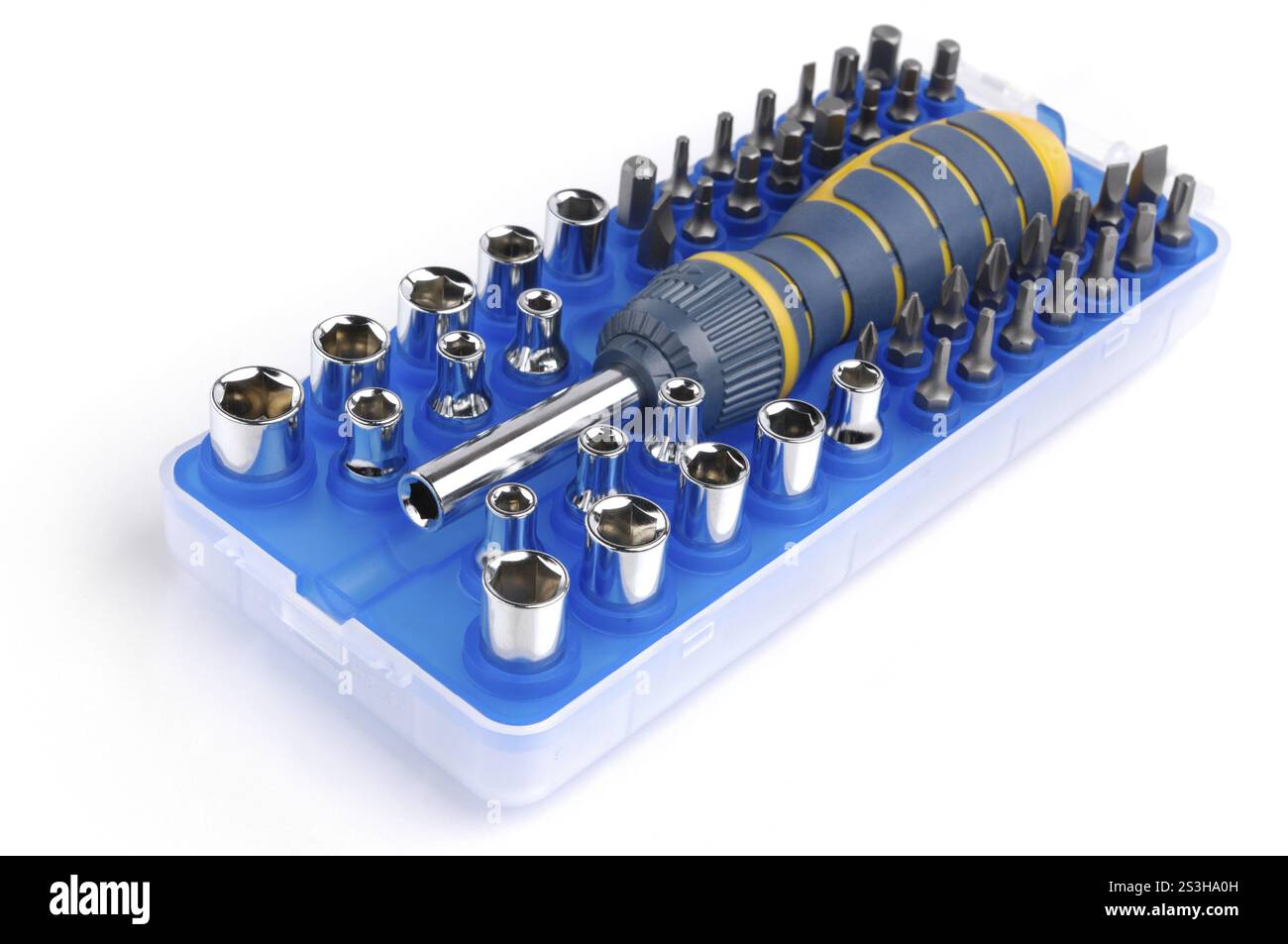 Set of tools ratchet with screwdriver bits and sockets Stock Photo - Alamy