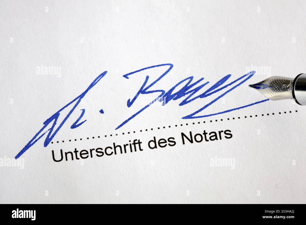 Signature of the notary under a notarised agreement Stock Photo - Alamy