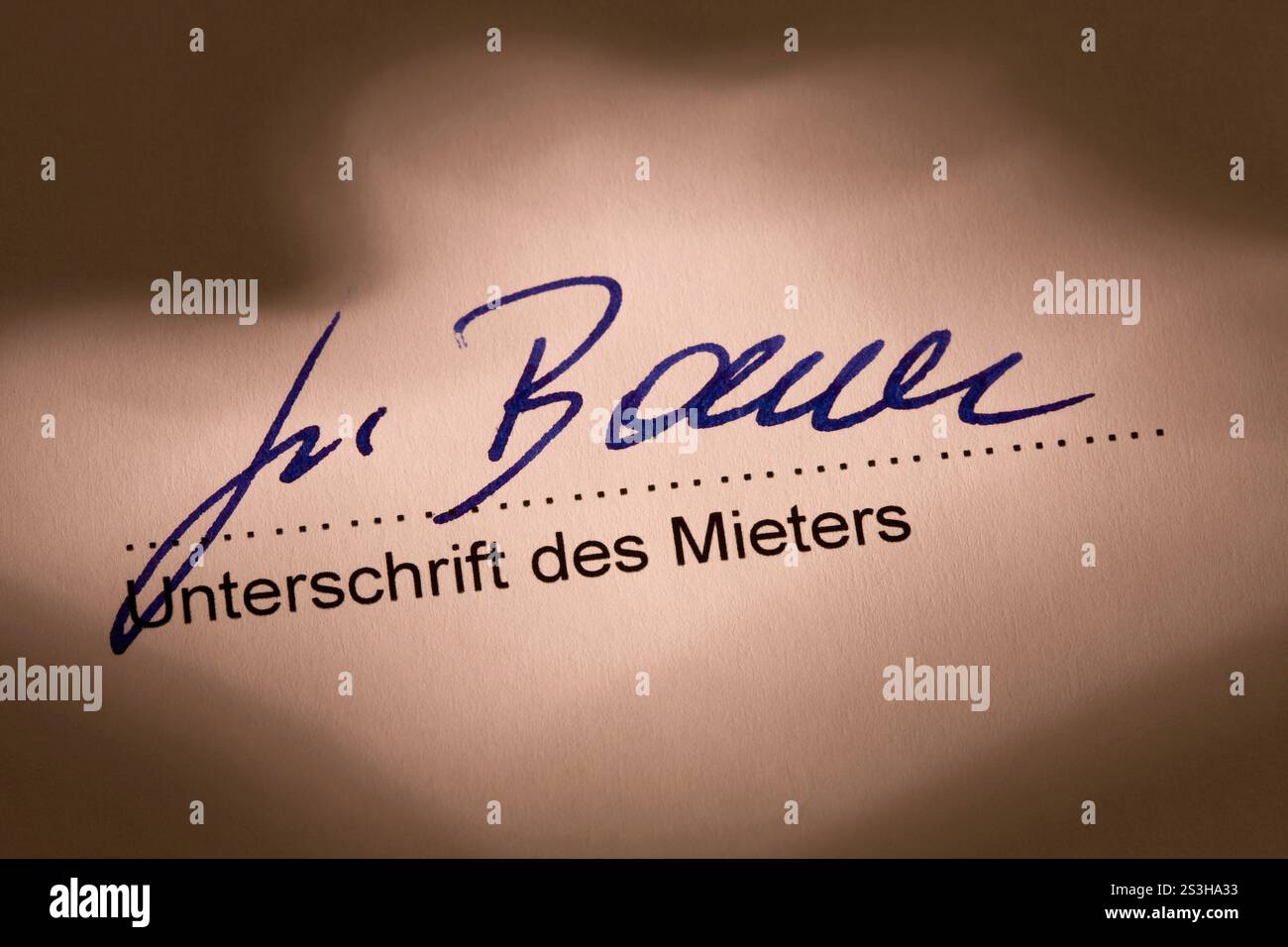 Signature of the tenant under a rental agreement Stock Photo - Alamy