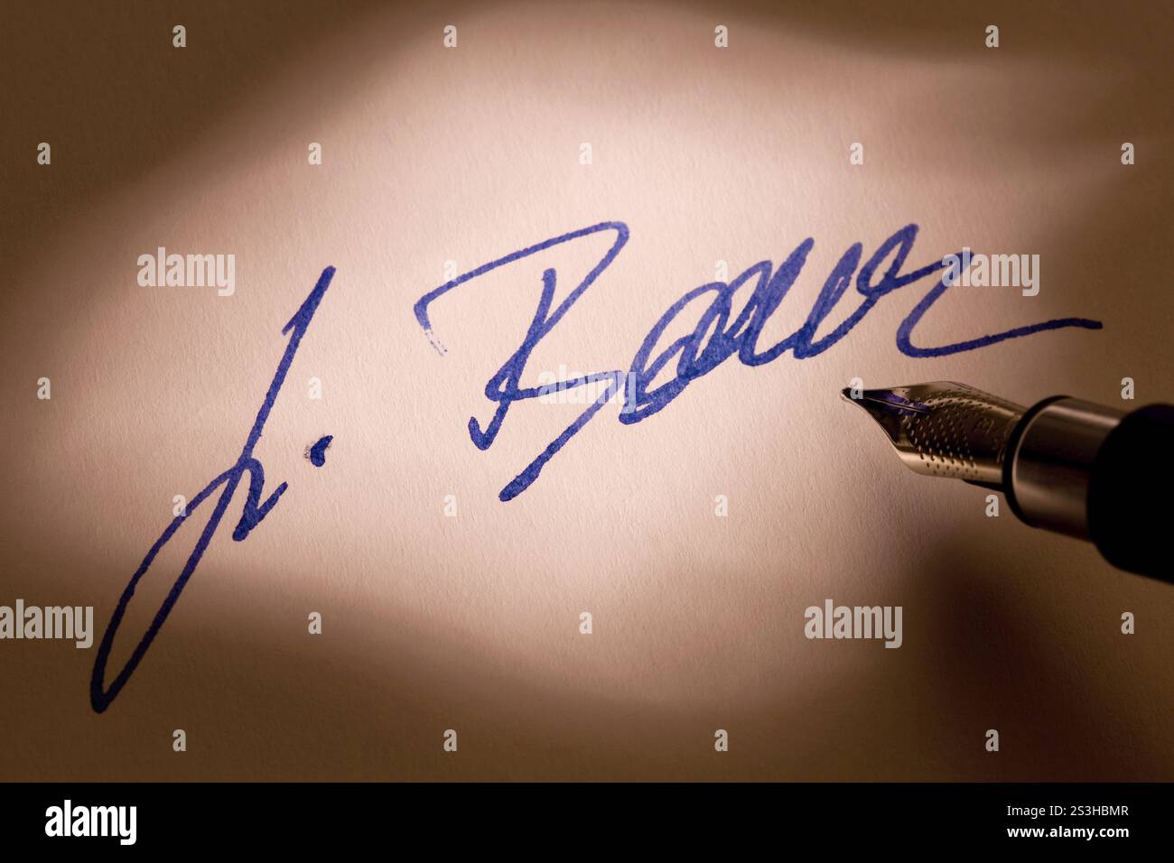 Handwritten signature with fountain pen under a letter Stock Photo - Alamy