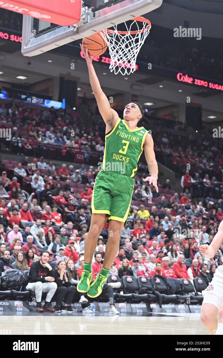 January 9, 2025: Oregon Ducks guard Jackson Shelstad (3) scores the lay ...